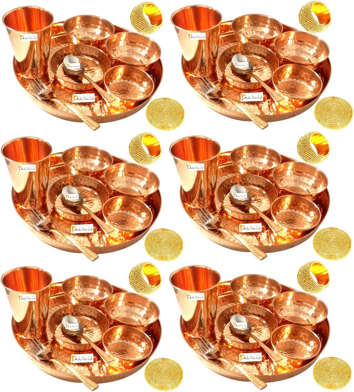 SHIV SHAKTI ARTS Pure Copper Solid Dinner Set- 51 Pieces- Designer ...