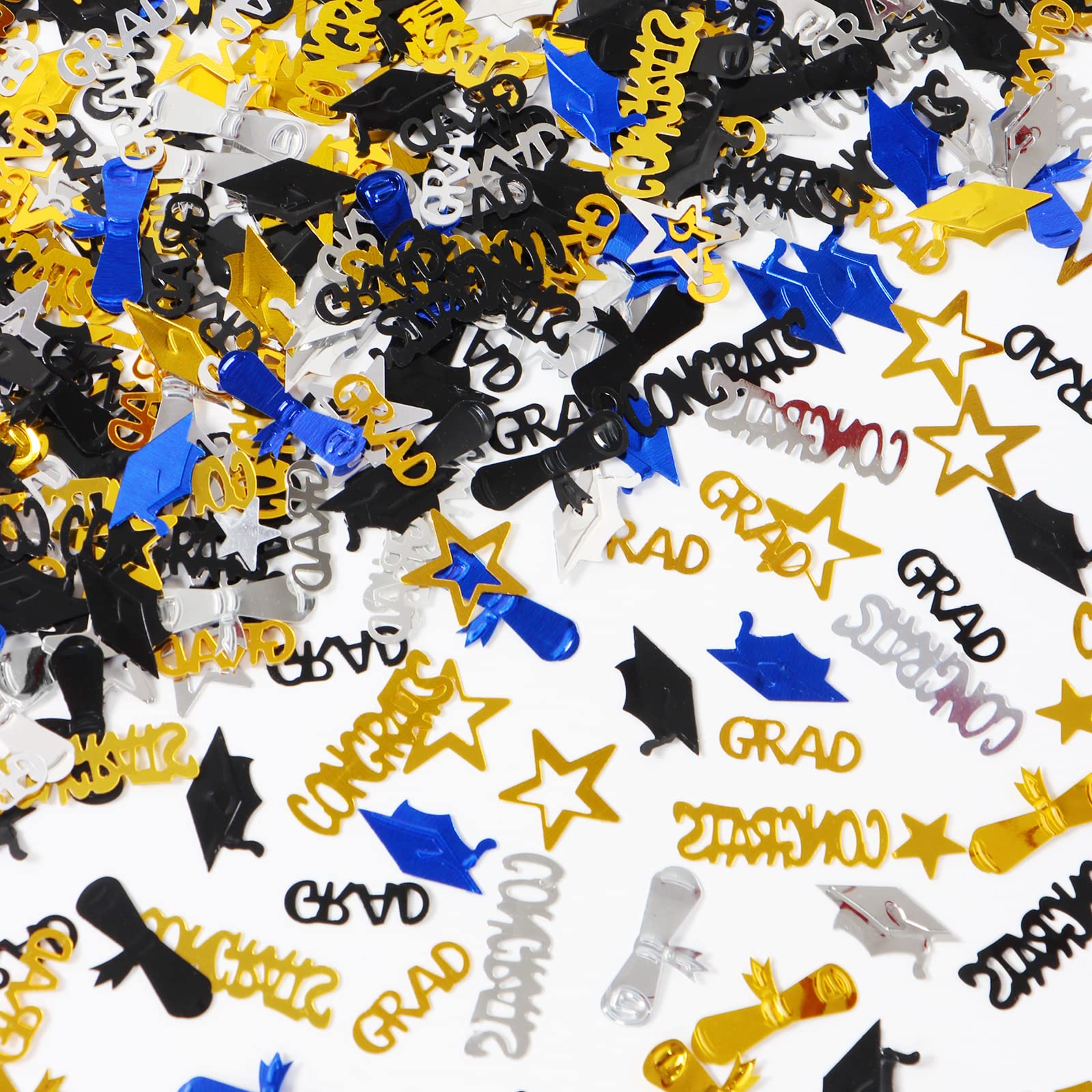 Amazon.com: Graduation Party-Decorations Navy-Blue Gold-Silver Confetti ...
