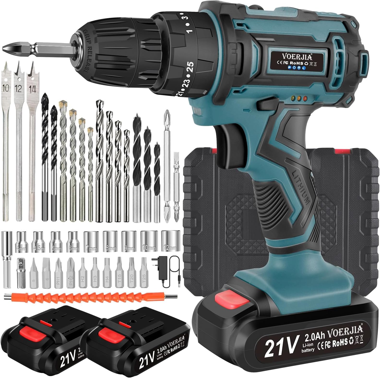Cordless Drill Driver 21V: Cordless Hammer Drill Driver, 45 Nm Electric ...