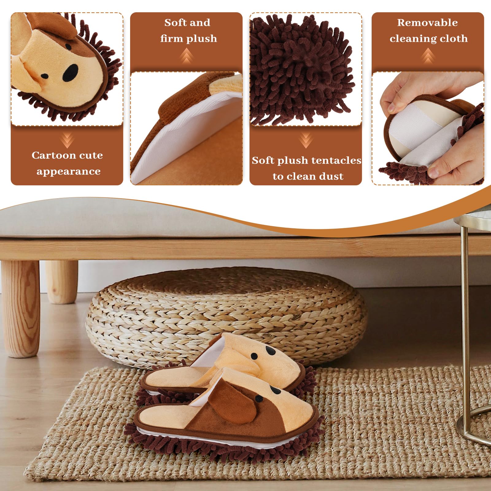 Snapklik.com : Liitrton Mop Slippers Cartoon Mop Shoes, Washable ...