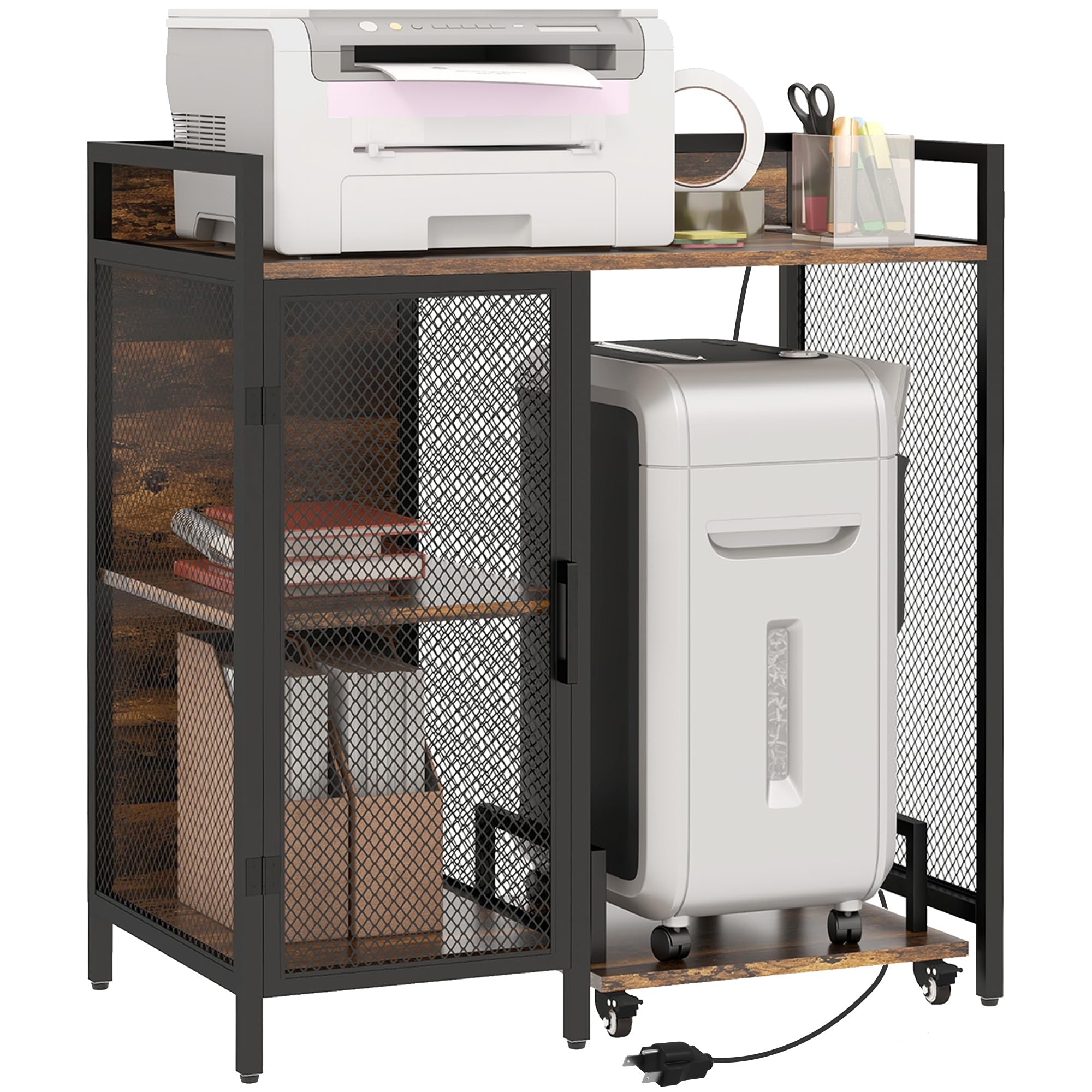 Amazon.com: Industrial Printer Stand with USB Charging Ports and Rustic ...