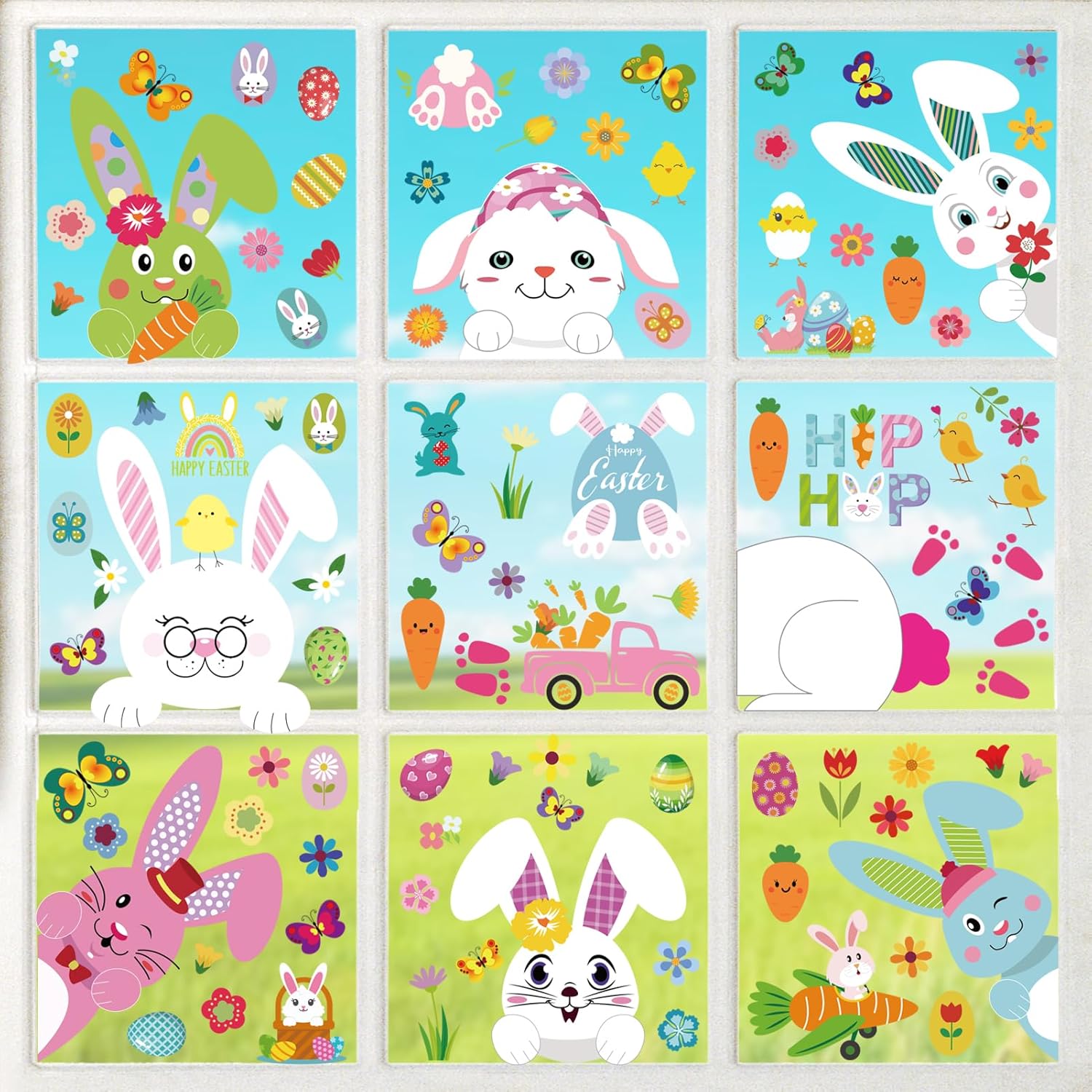 Amazon.com: Easter Gel Window Clings Decorations,129 PCS Reusable ...