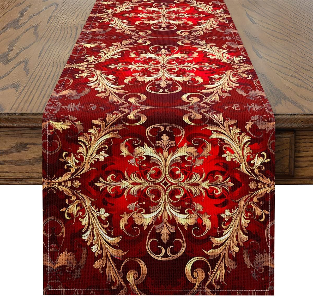 Amazon.com: Erosebridal Red Damask Table Runner 13x48, Bohemian Vintage ...