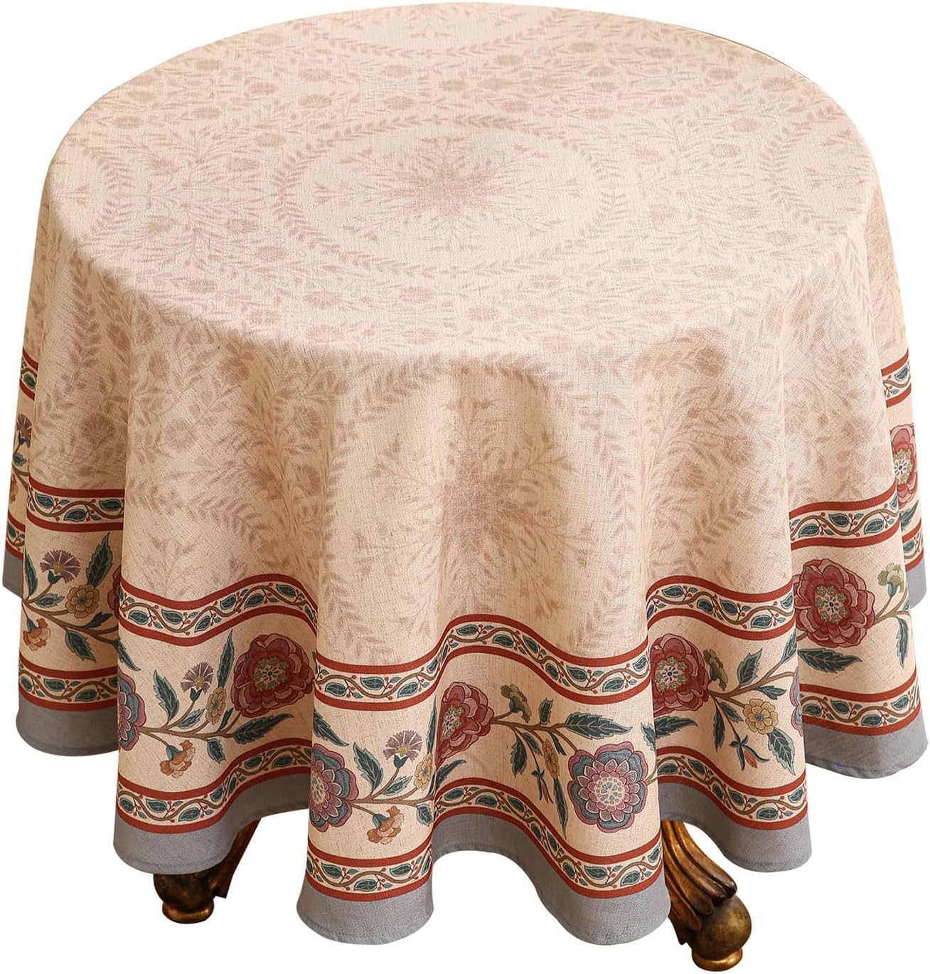 Amazon.com: bilin gaier Designer Floral Linen Round Tablecloth,Vintage ...