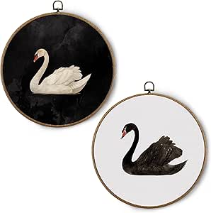 Amazon.com: BitKAM Swan Round Wall Art Decor, Vintage Elegant Swan ...