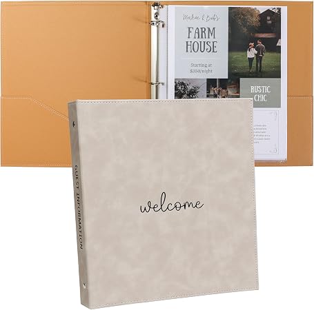 Paper 'n Such Welcome Binder for Short Term Rentals – Grey Faux Leather ...