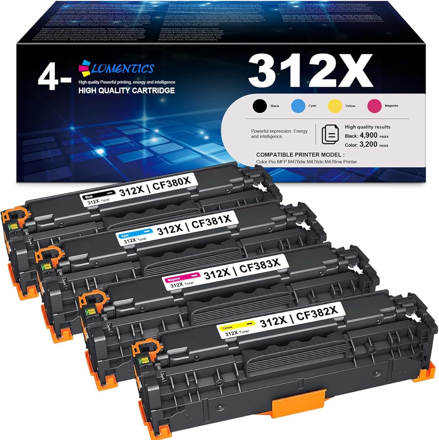 Amazon.com: LOMENTICS 312X High-Yield Toner Cartridge 4 Pack CF380X ...