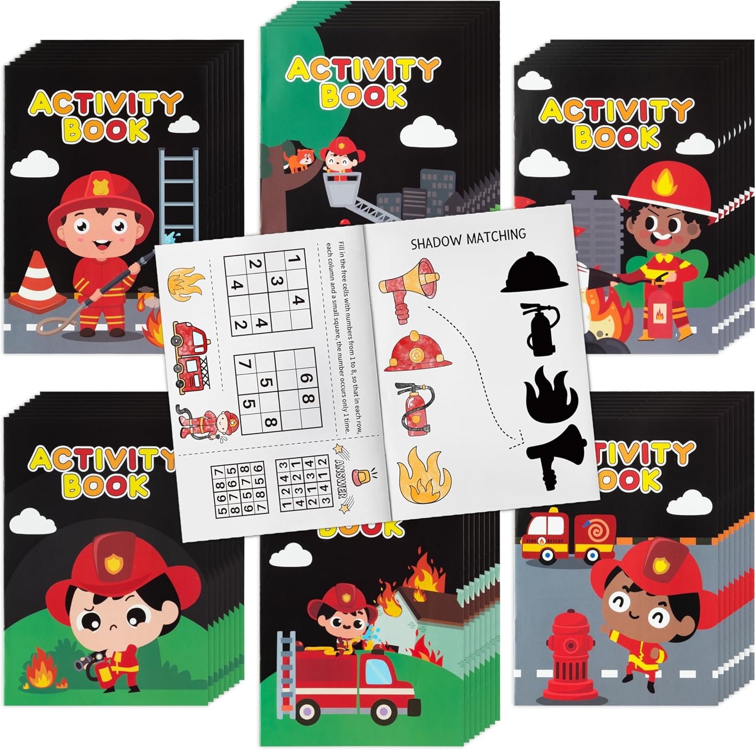 Amazon.com: JAPBOR Fire Truck Coloring Books - 24PCS Mini Fire Trucks ...