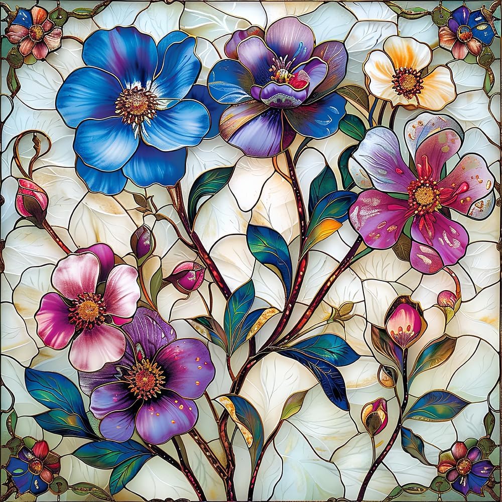 REDAMANCY Modern Tile Colorful Flower Abstract Peel and Stick Wallpaper ...