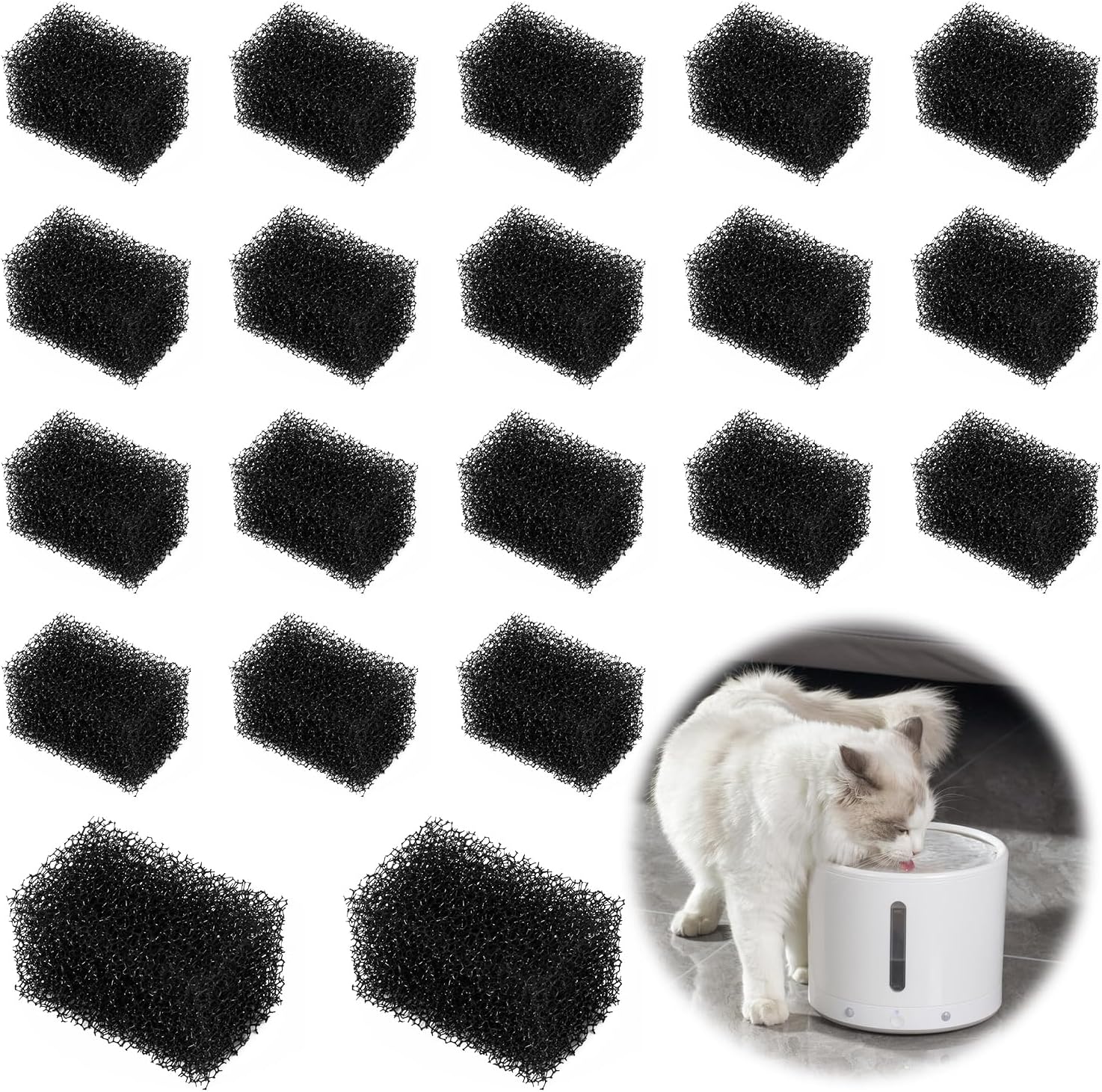 20pcs Pet Fountain Replacement Filters, Cat Fountain Filters Replacement Pet Drinking Water ...