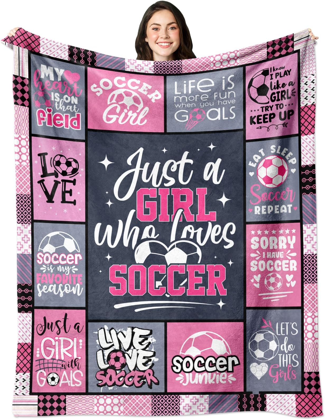 Amazon.com: Paihvcn Soccer Gifts for Girls, Soccer Blanket for Girls ...