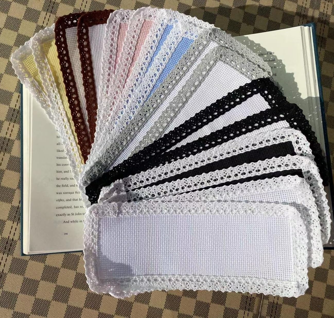 Amazon.com: 16pcs of 14count multicolor aida Fabric Bookmarks to do ...