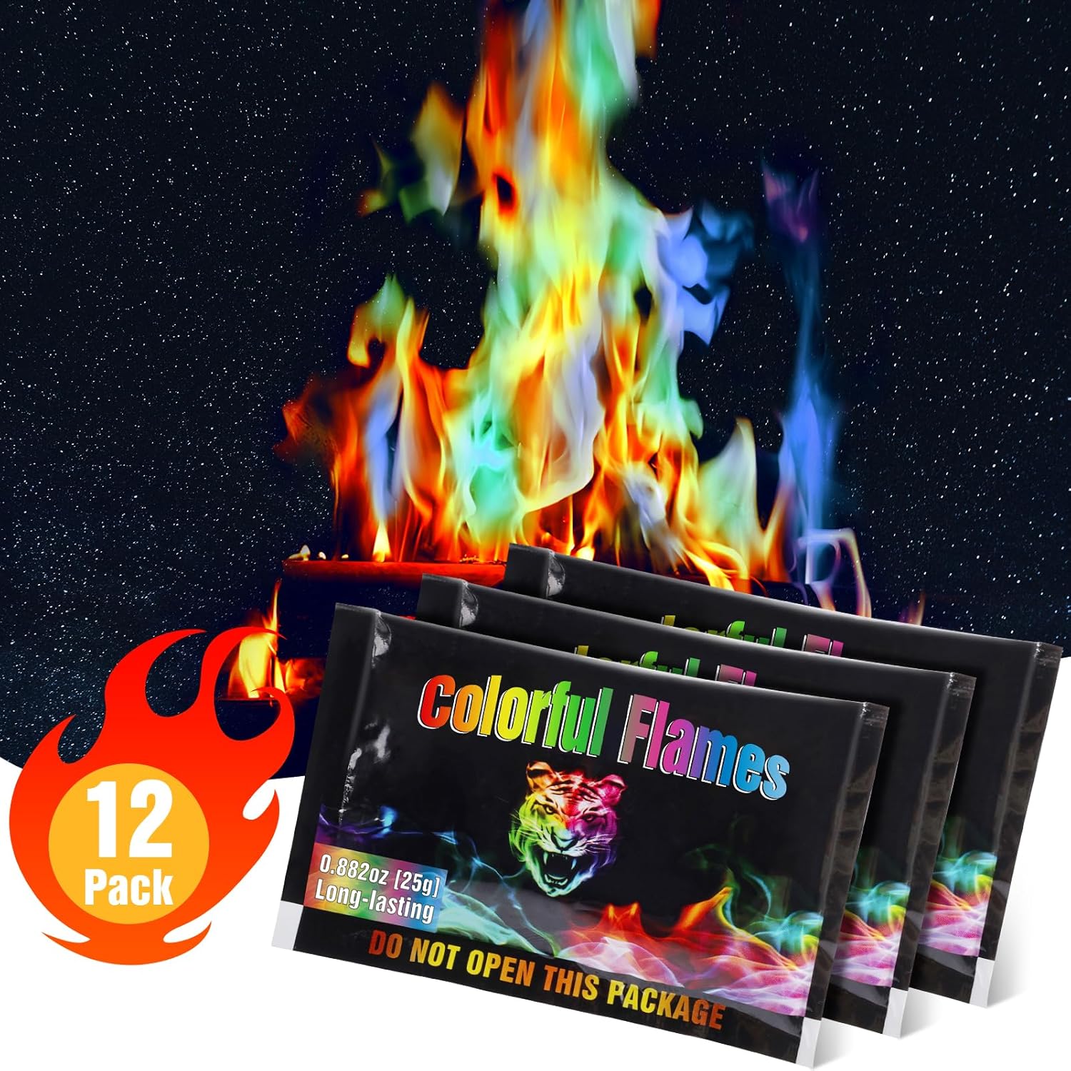 Amazon.com : Colorful Flames Pack, 12 Packets for Changing Fire Colors ...