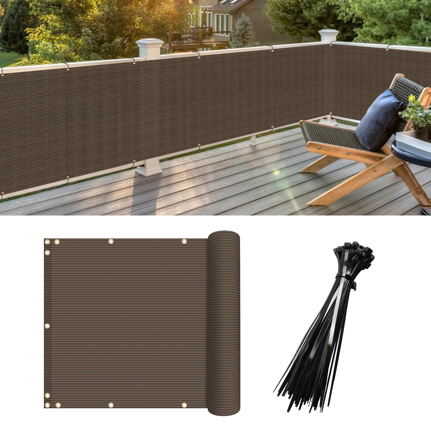 Amazon.com : FLORALEAF Balcony Screen Privacy Fence Cover Sun Shade ...