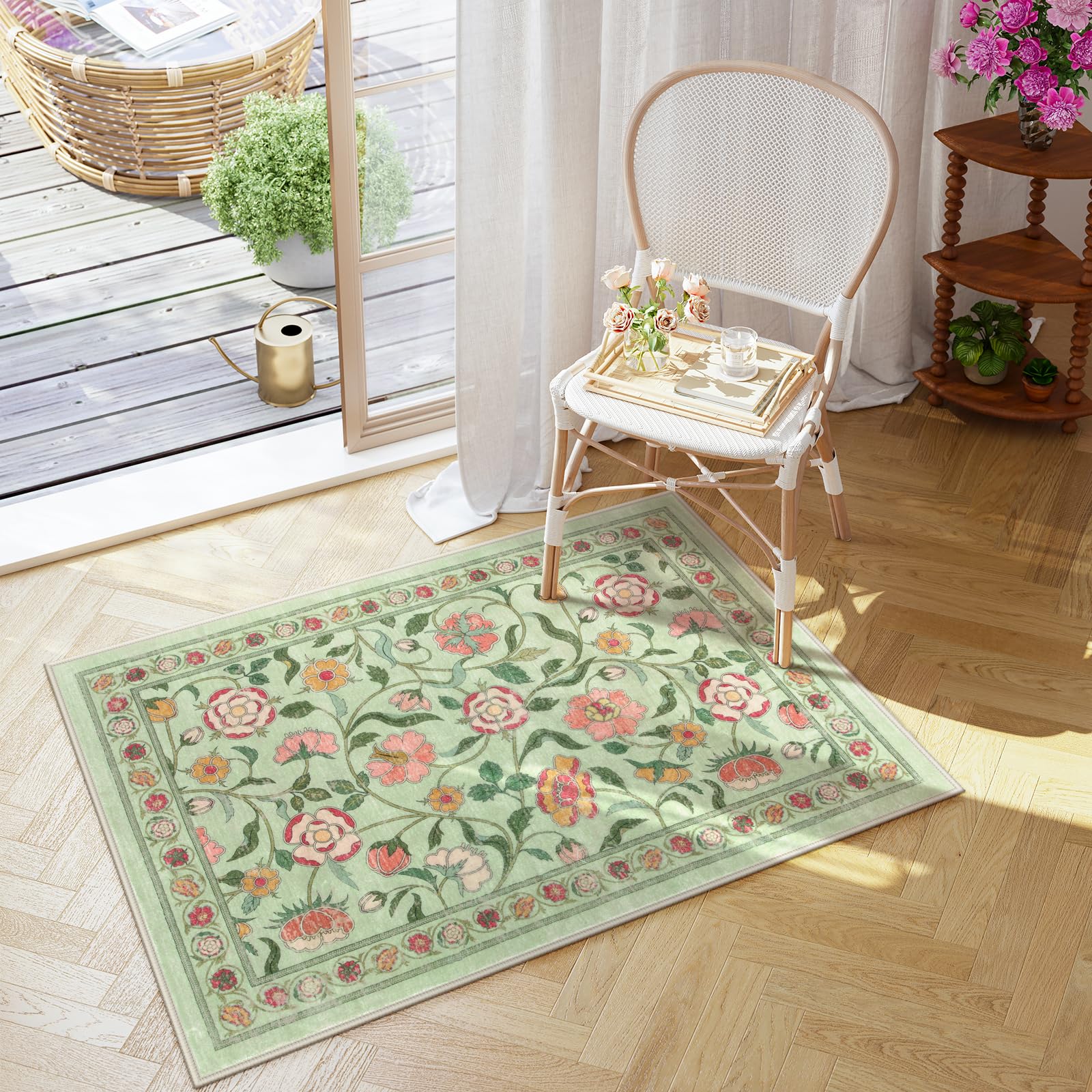 Amazon.com: Moynesa Floral Small Rug, 2x3 Washable Rug Non-Slip Soft ...