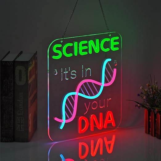 DNA Science Neon Sign Wall Decor 16"x12" Dimmable LED Light with Double ...