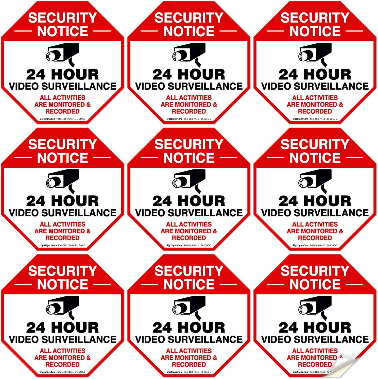 Amazon.com: Video Surveillance Sticker Vinyl 6 x 2 Inch 24 Hour CCTV ...