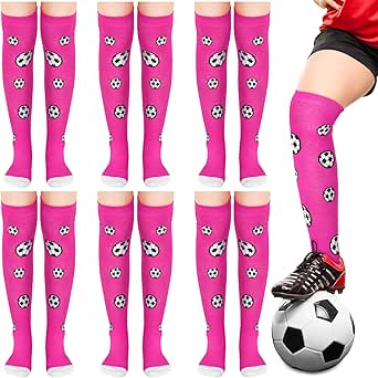 Amazon.com: Xtinmee 6 Pairs Soccer Socks Girl Pink Neon Knee High Sport ...