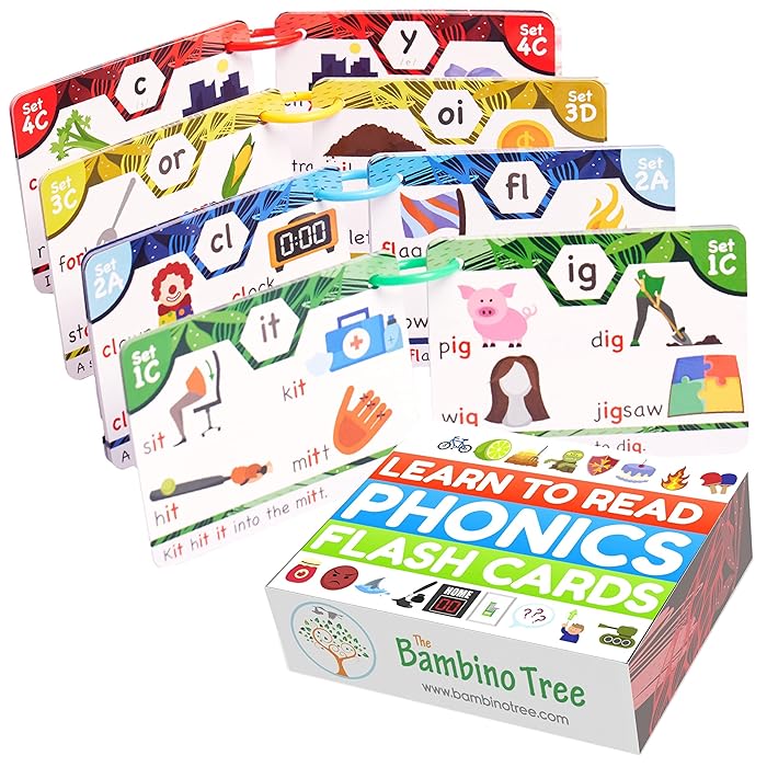 Buy Phonics Flash Cards - Learn to Read in 20 Phonic Stages - Digraphs CVC Blends Long Vowel ...