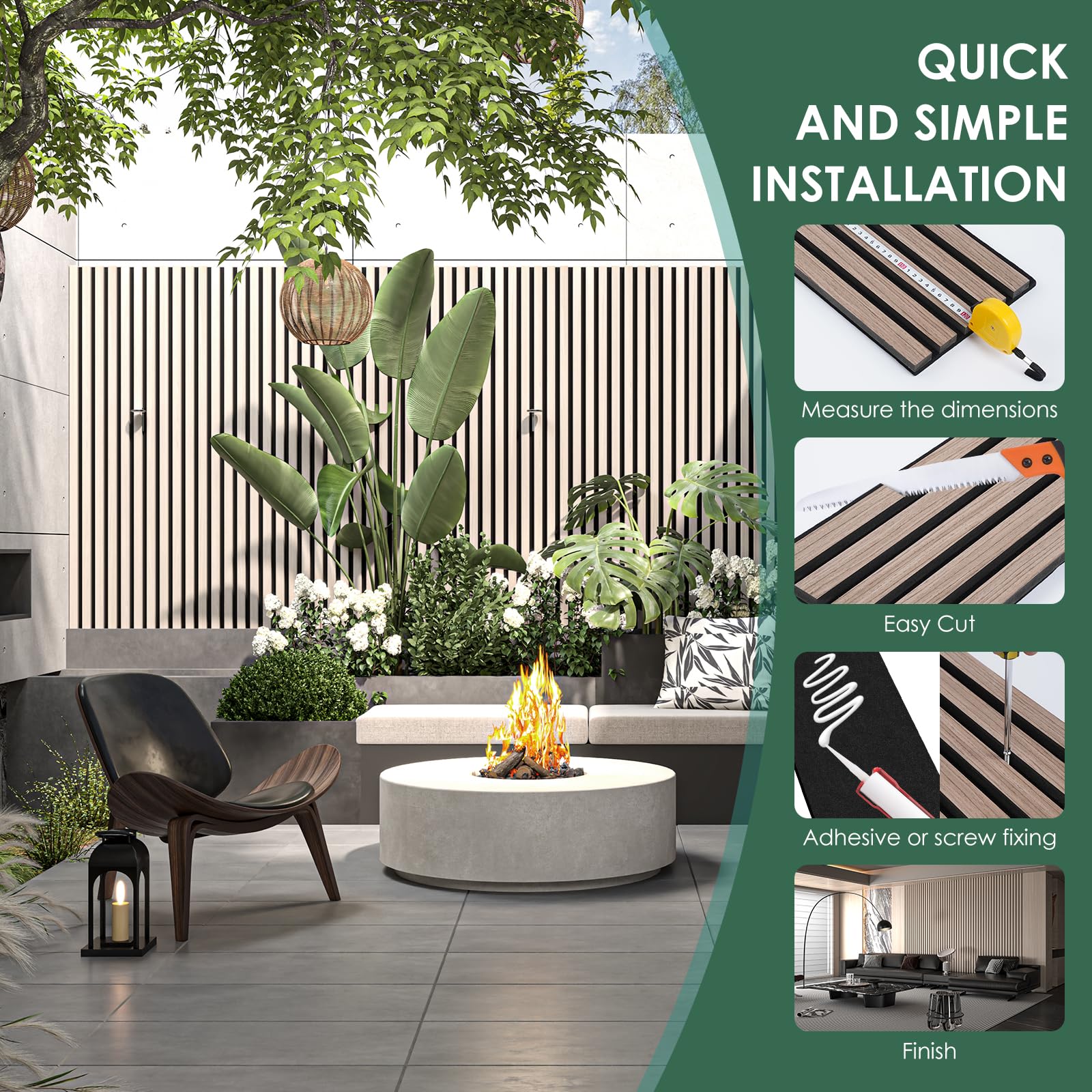 Snapklik.com : VallisCo 4-Piece Wood Slat Acoustic Panels For Stylish ...