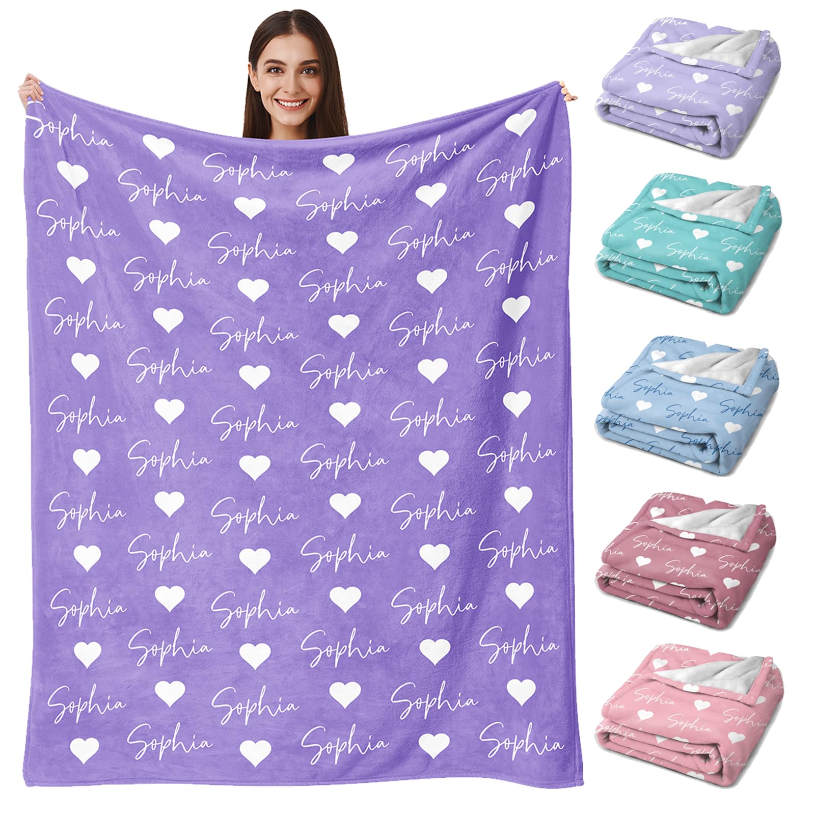 Amazon.com: Cusittod Custom Name Blanket Personalized Purple Throw ...