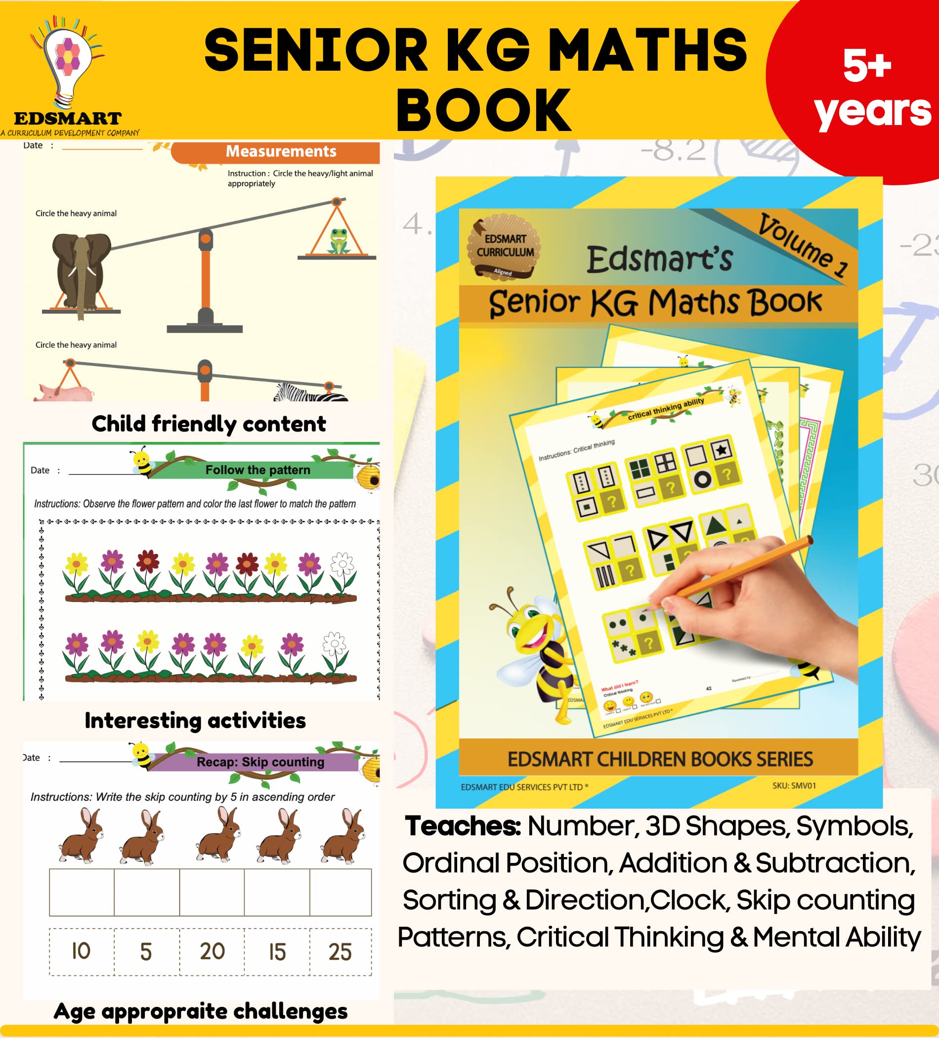 Buy Senior KG Maths book - UKG Maths Workbook for 4+ Years CBSE / UKG ...