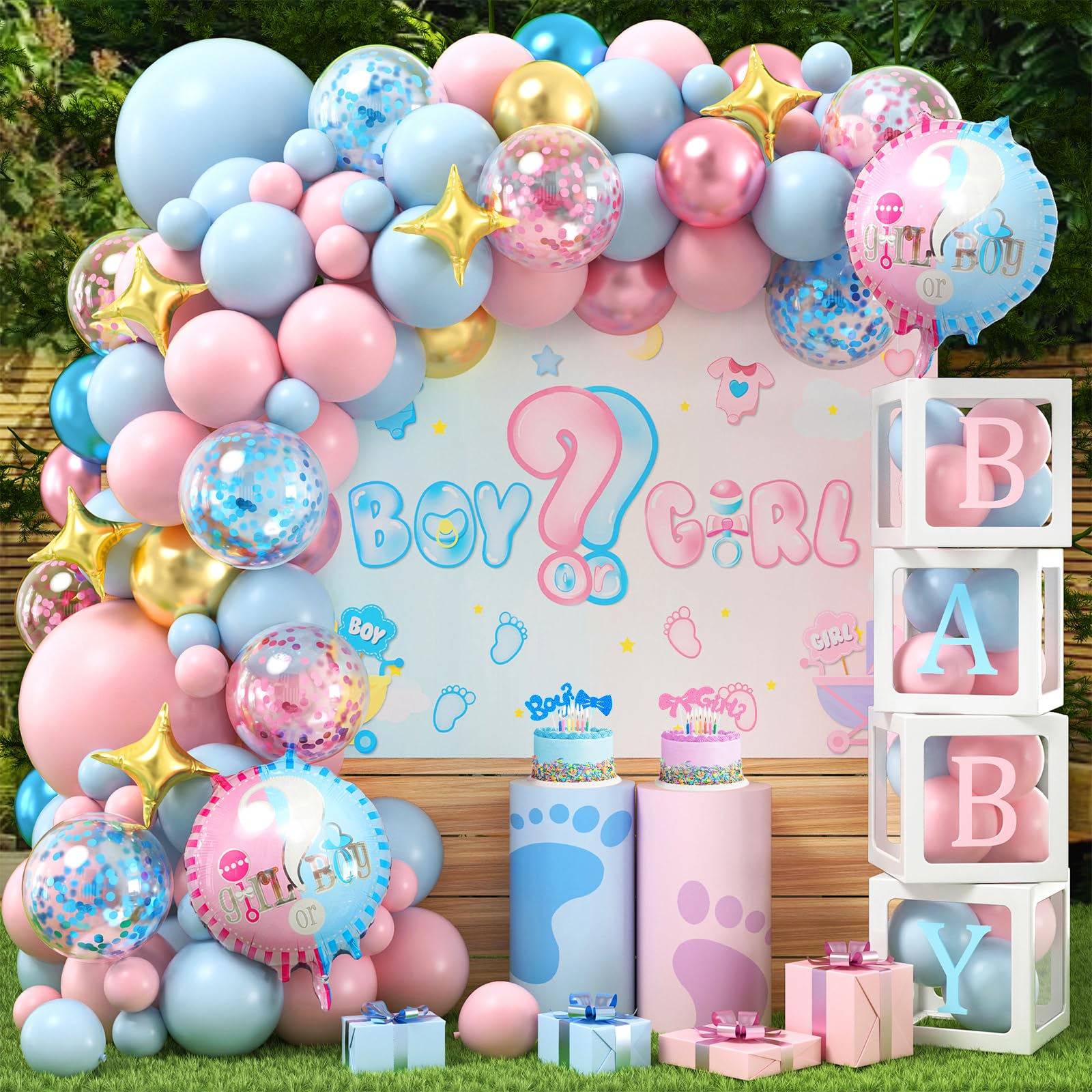 Amazon.com: ESAG 161Pcs Gender Reveal Party Decorations - Baby Boxes ...