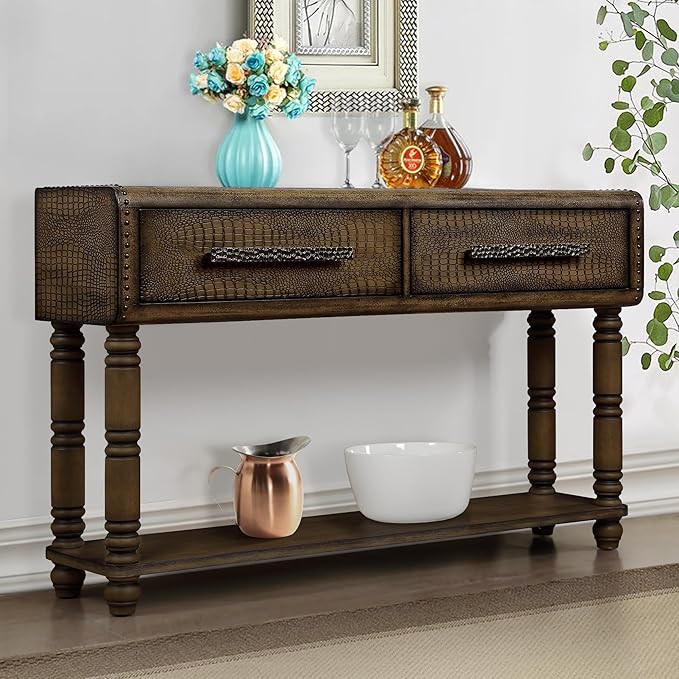 Amazon.com: Merax Entryway Table with Storage, Farmhouse Sofa Table ...