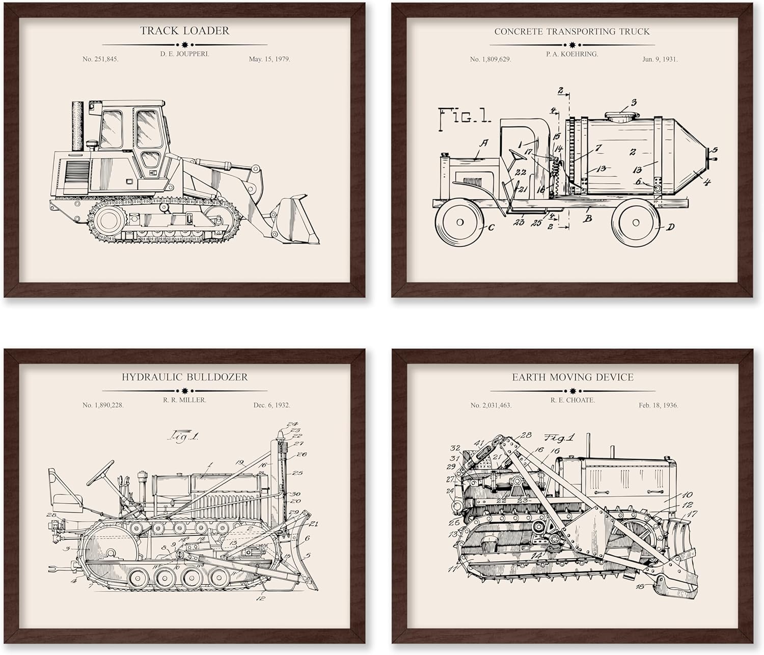 Amazon.com: Poster Master 4-Piece Vintage Construction Blueprint Poster ...