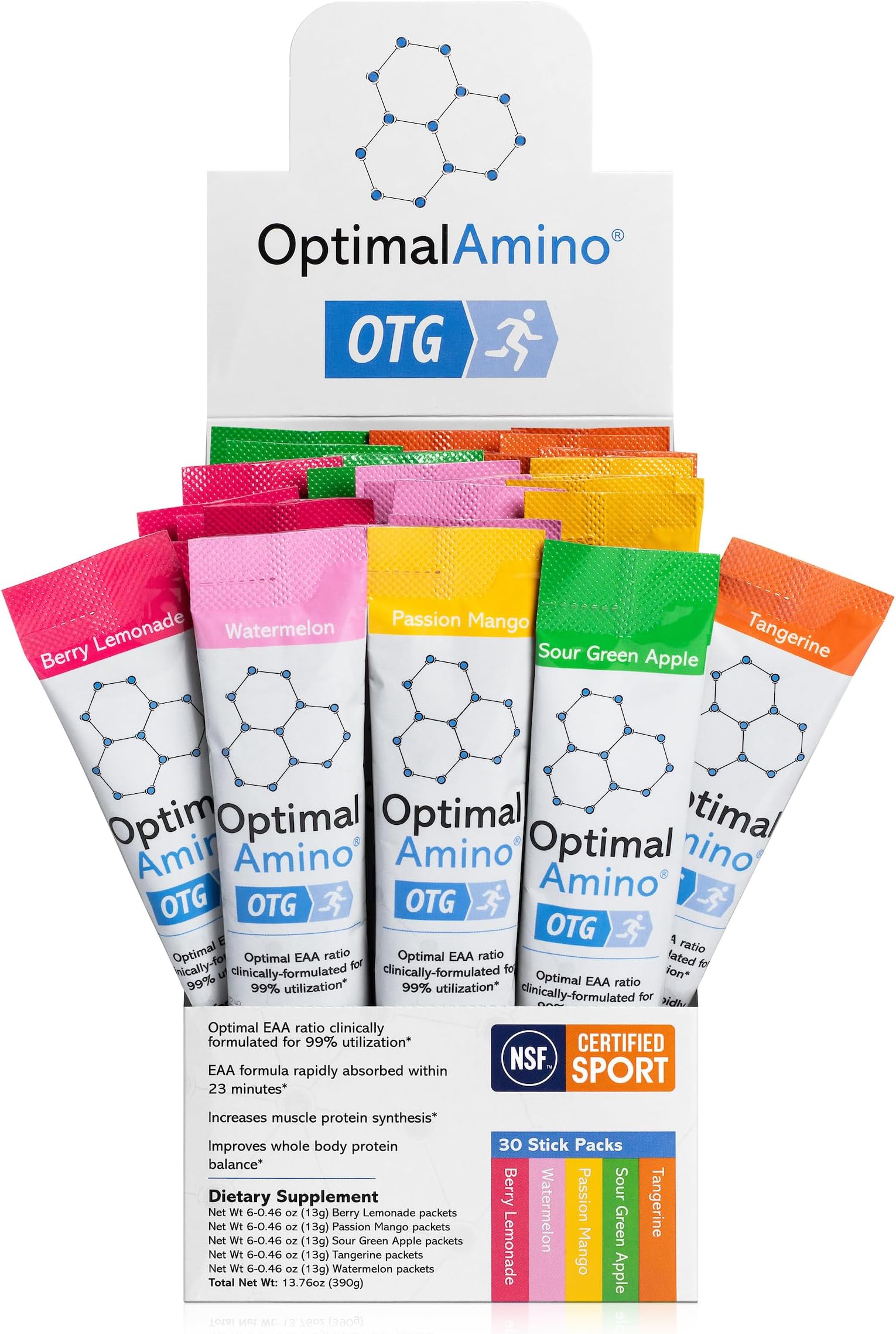 Amazon.com: OptimalAmino OTG Stick Packs, 5 Flavor Variety Box (30 ...