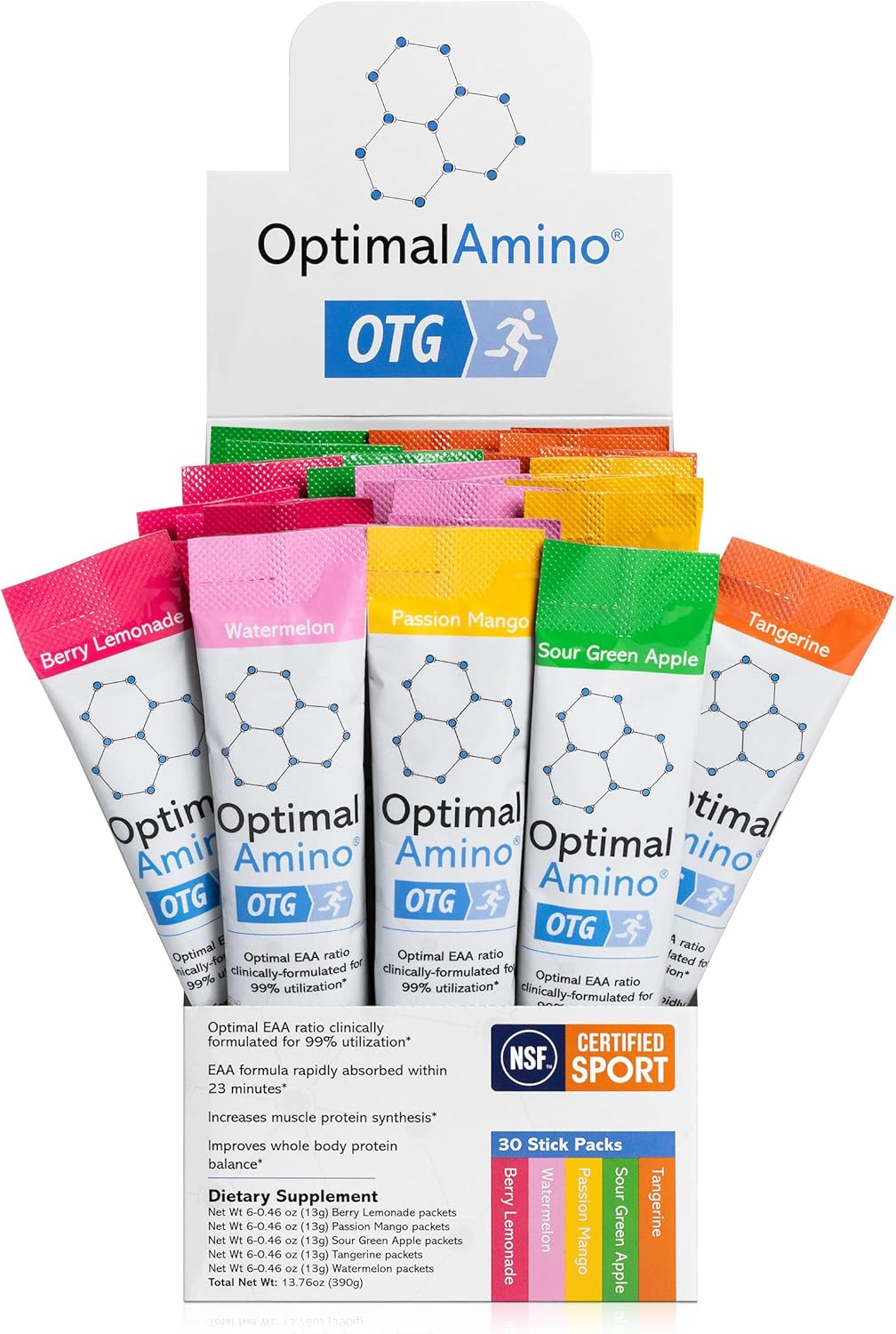Amazon.com: OptimalAmino OTG Stick Packs, 5 Flavor Variety Box (30 Count), 99% Utilized ...