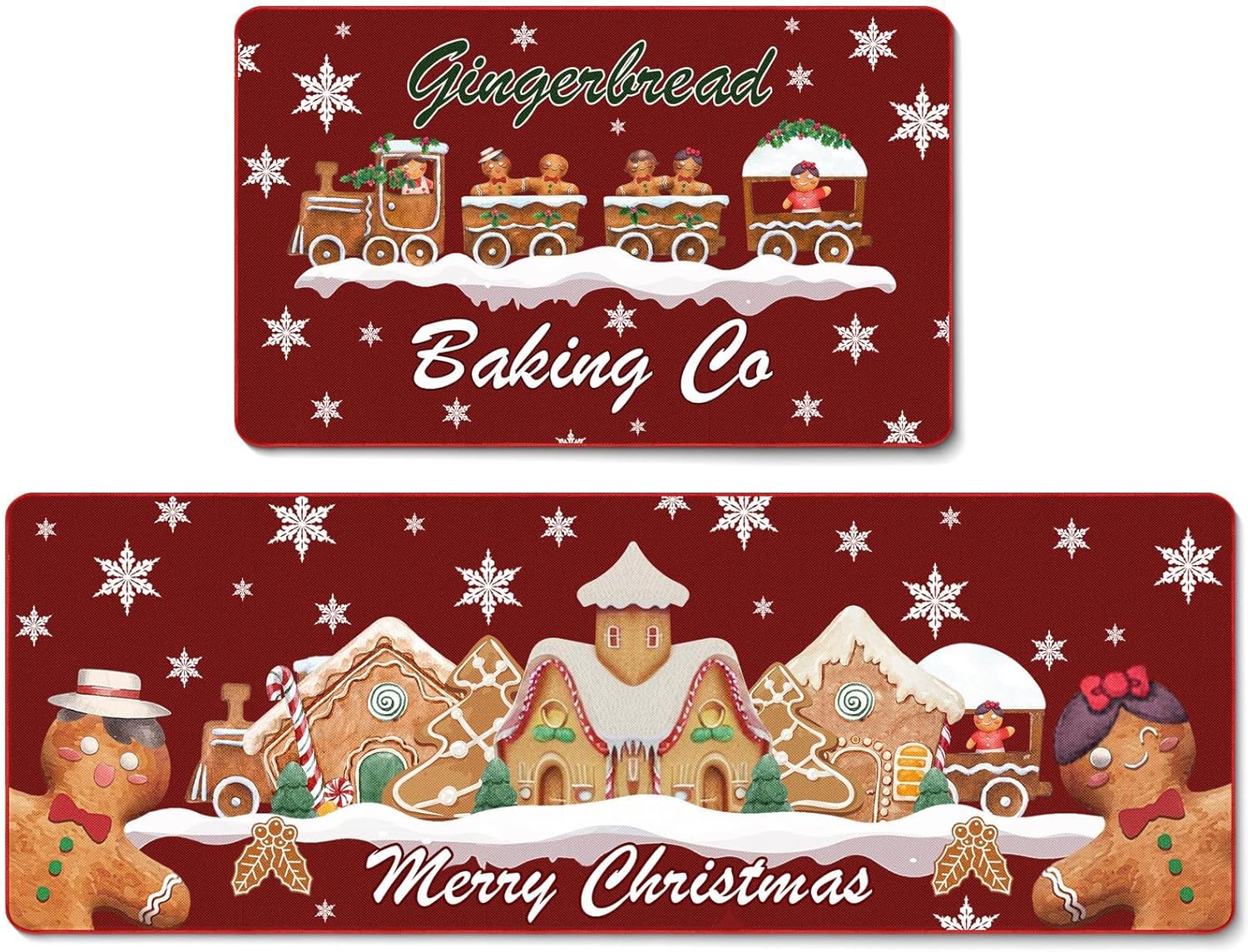 Amazon.com: 2Pcs Christmas Gingerbread Mats & Rugs Sets Decorations ...