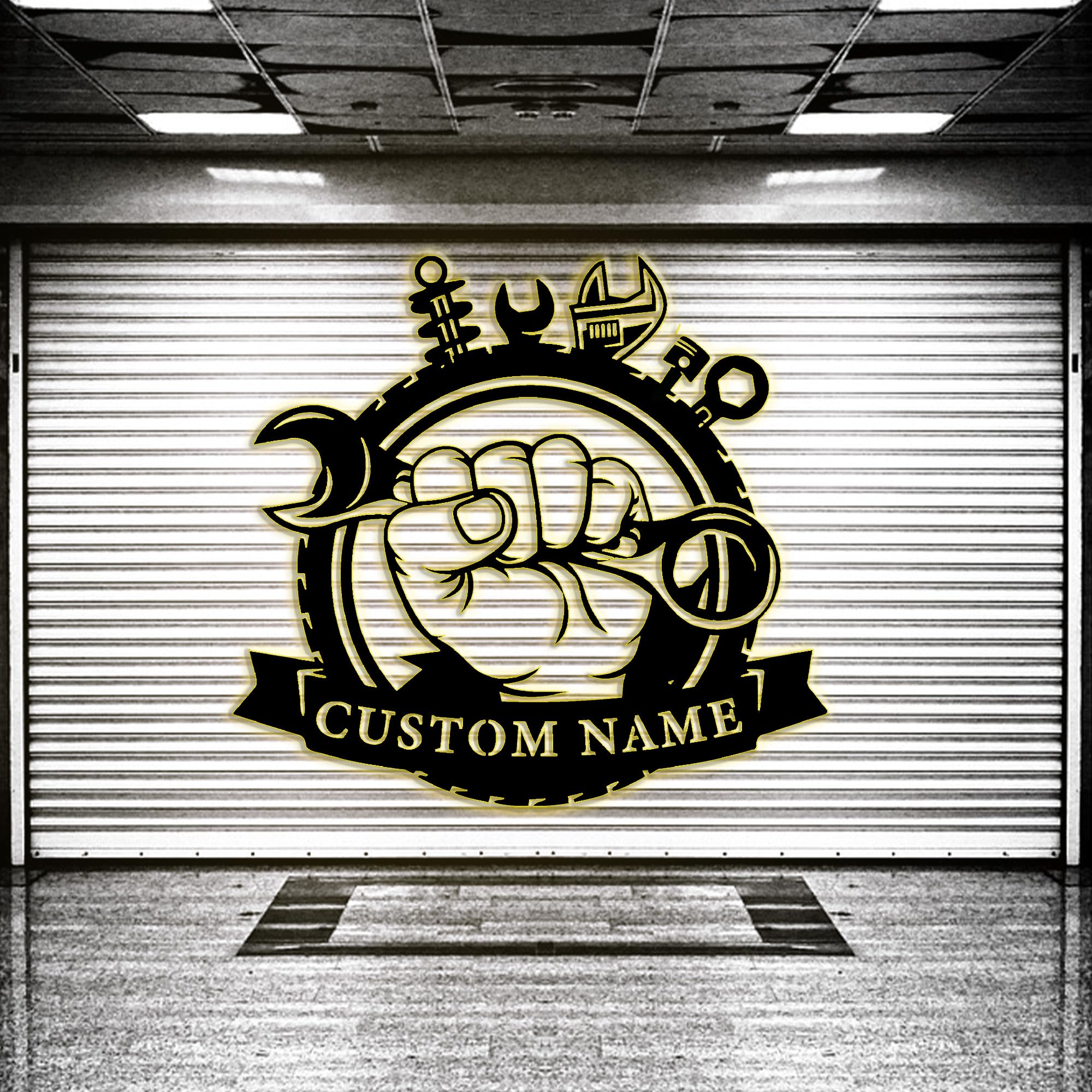 Amazon.com: VividCore Custom Garage Name Metal Sign, Garage Dad Gift ...