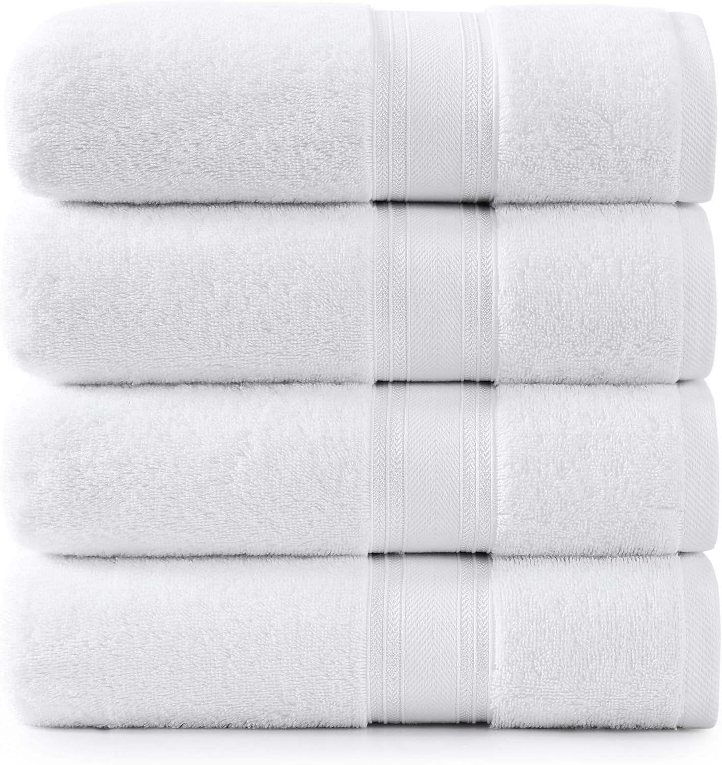 Amazon.com: LANE LINEN Luxury White Towels Set of 4 (28" x 54") - 100% ...
