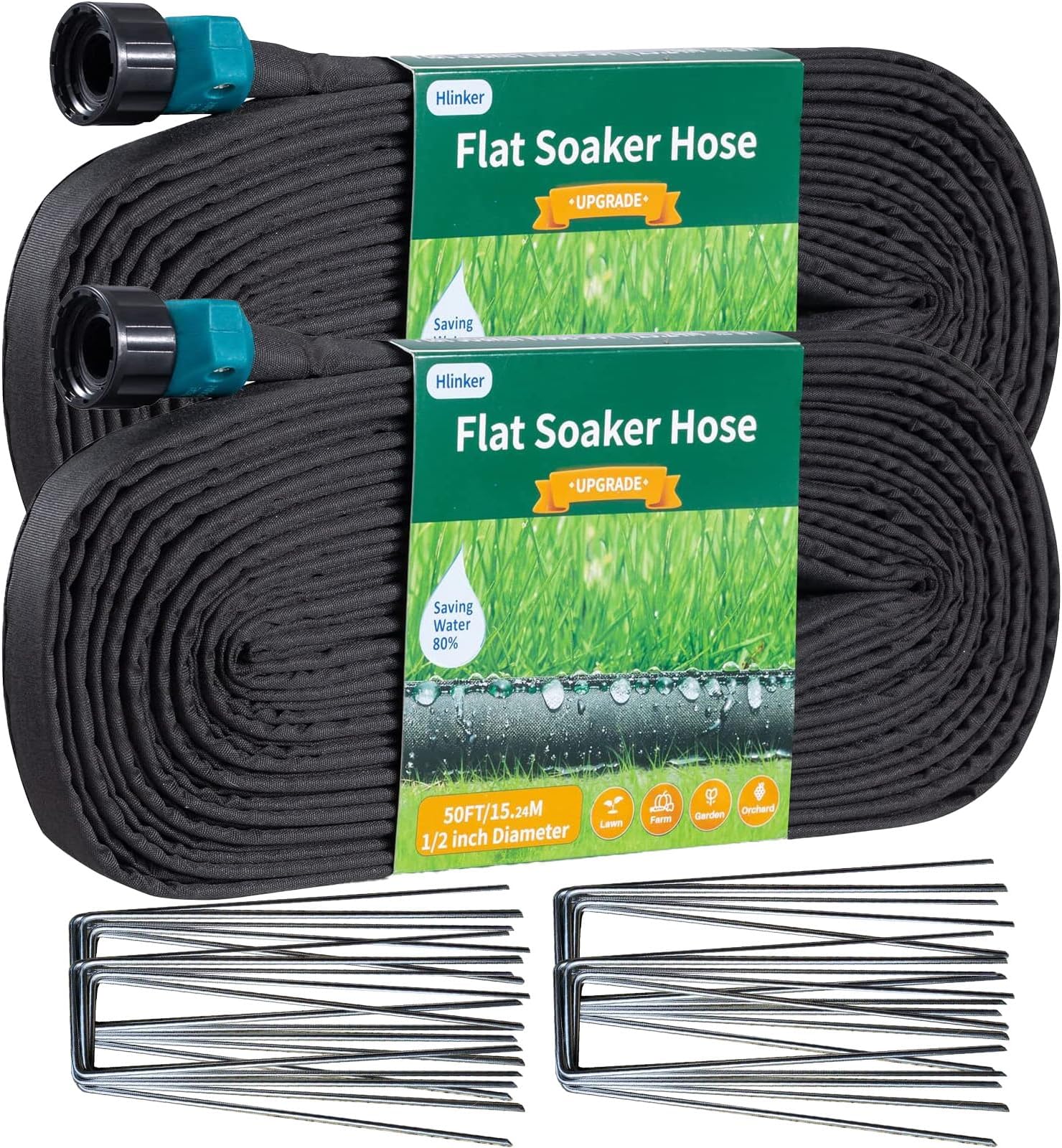 Amazon.com : Soaker Hose 50 ft, Garden Hose with Heavy Duty Double ...