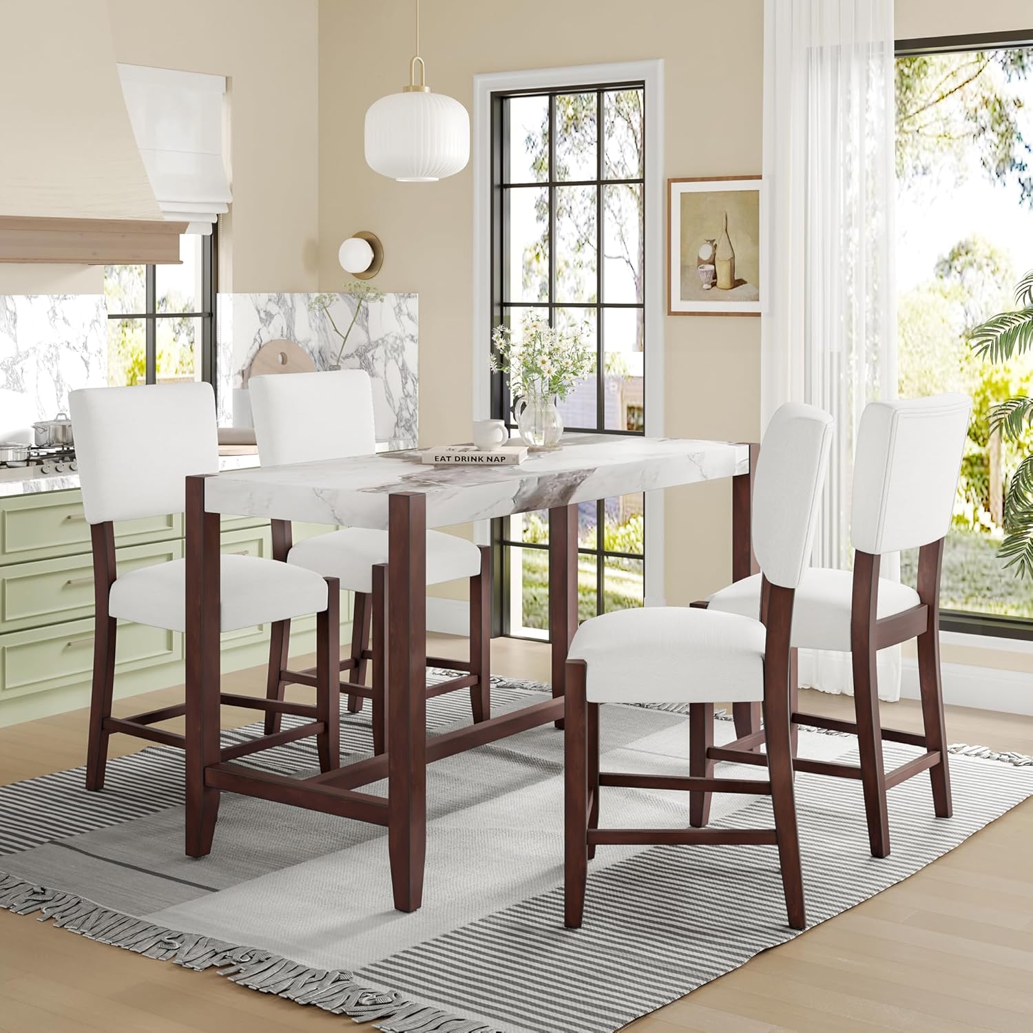 Amazon.com - P PURLOVE 5 Piece Kitchen Table Set Counter Height Dining ...