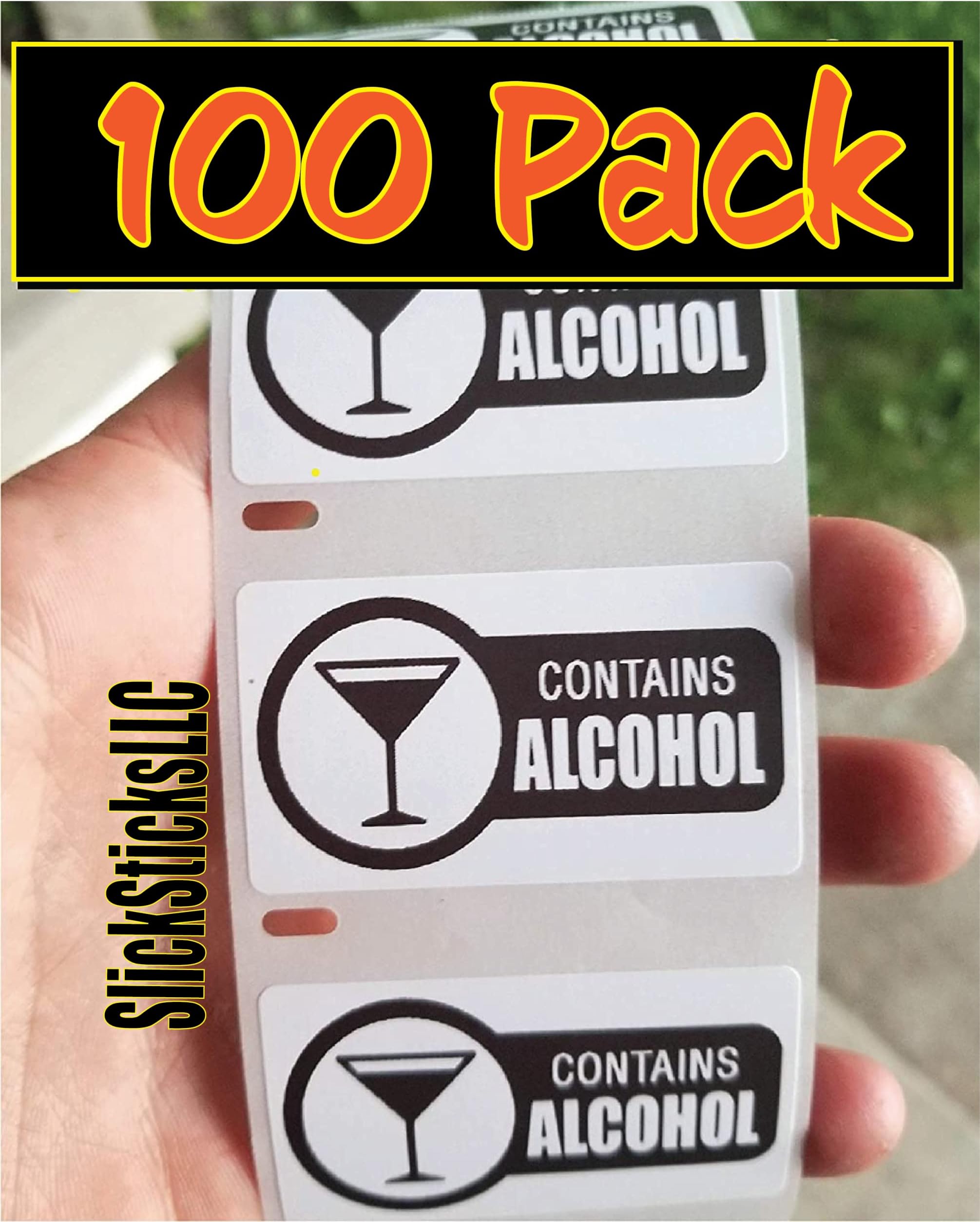 Amazon.com : 100PCS "Contains Alcohol" Stickers Bulk Warning Labels ...