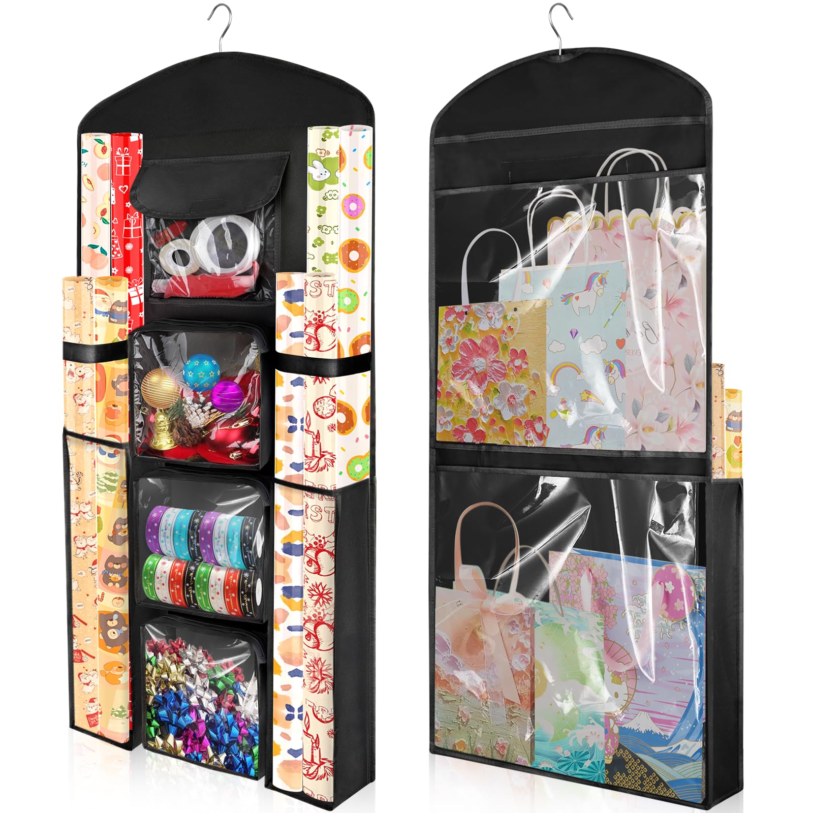 Amazon.com: Woodoulogy Hanging Gift Wrapping Paper Storage, 40"X17 ...