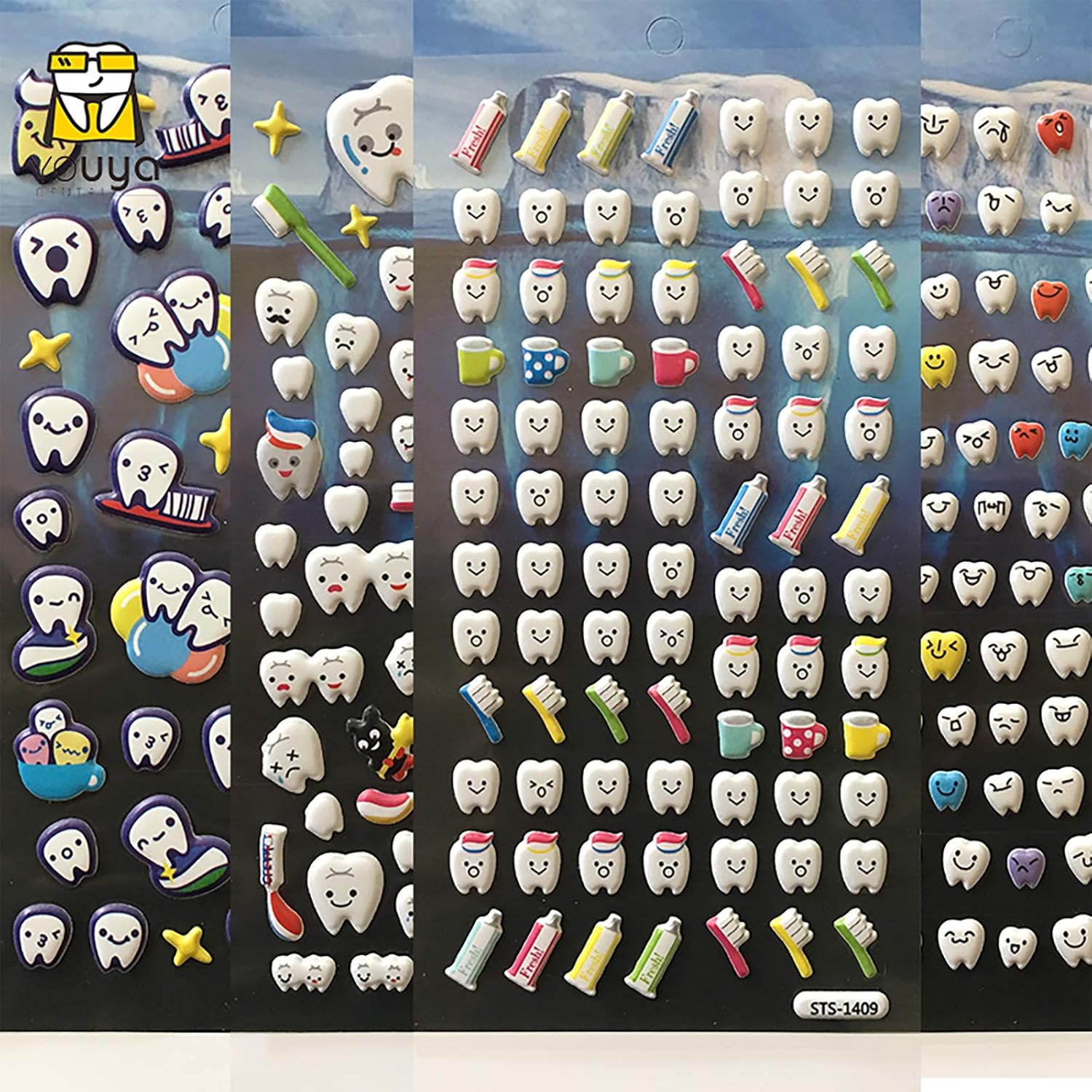 Amazon.com: 3D Stickers, YOUYA DENTAL Dental Molar Shaped Cartoon Teeth ...