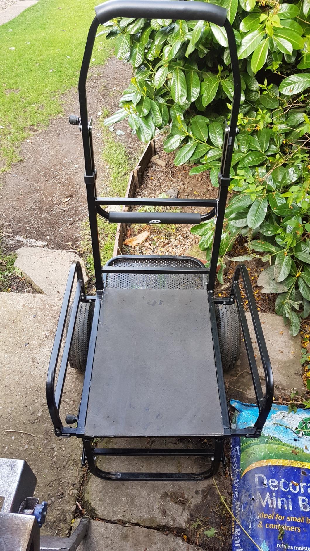 NGT DYNAMIC FISHING TROLLEY CARP COARSE MATCH FOLDS FLAT TWIN WHEEL ...