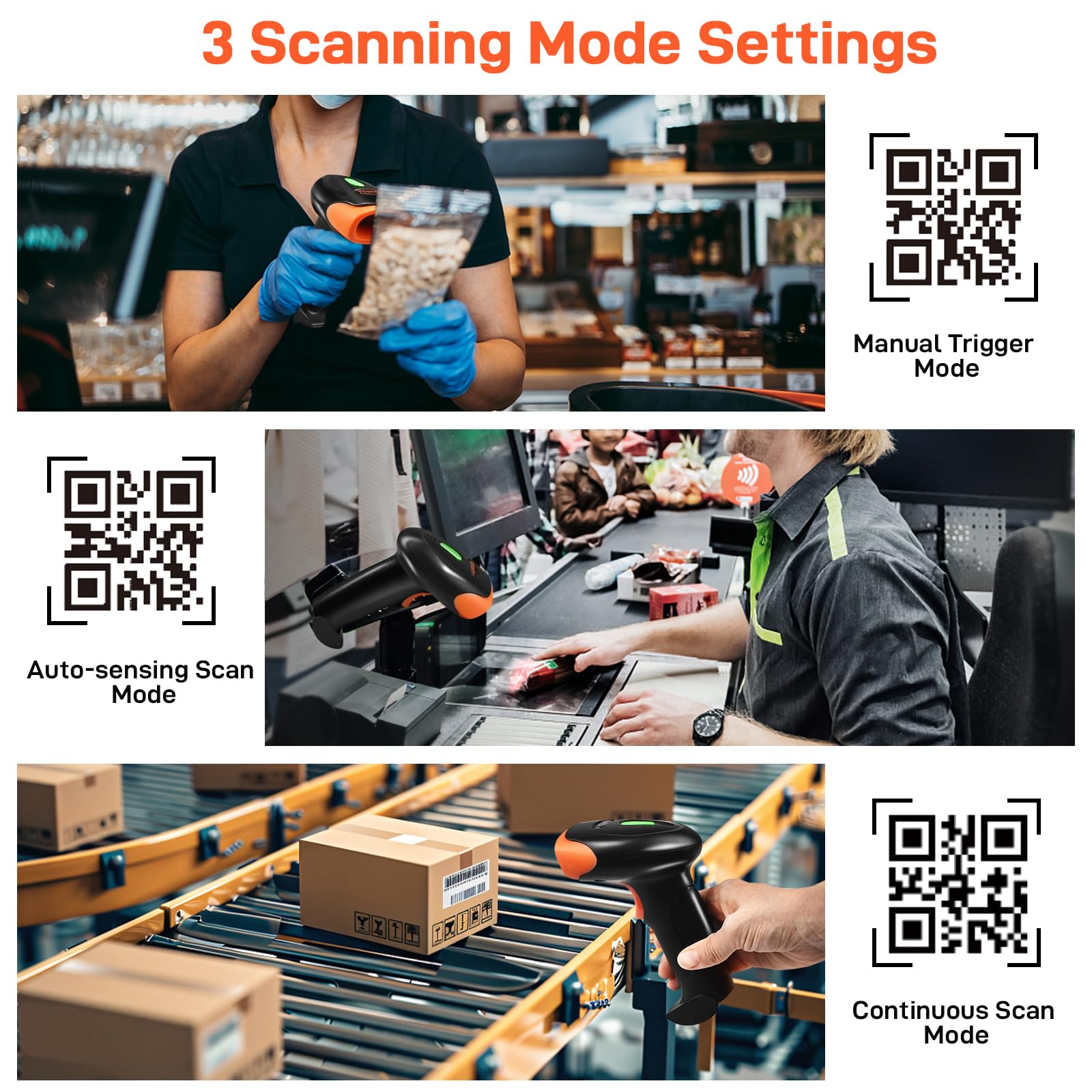 Snapklik.com : KUIIYER Wireless Barcode Scanner, 2D QR 1D Bar Code ...