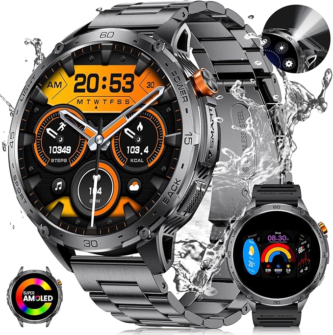 Amazon.com: LIGE 1.75" Super Large AMOLED Round Smart Watches for Men ...