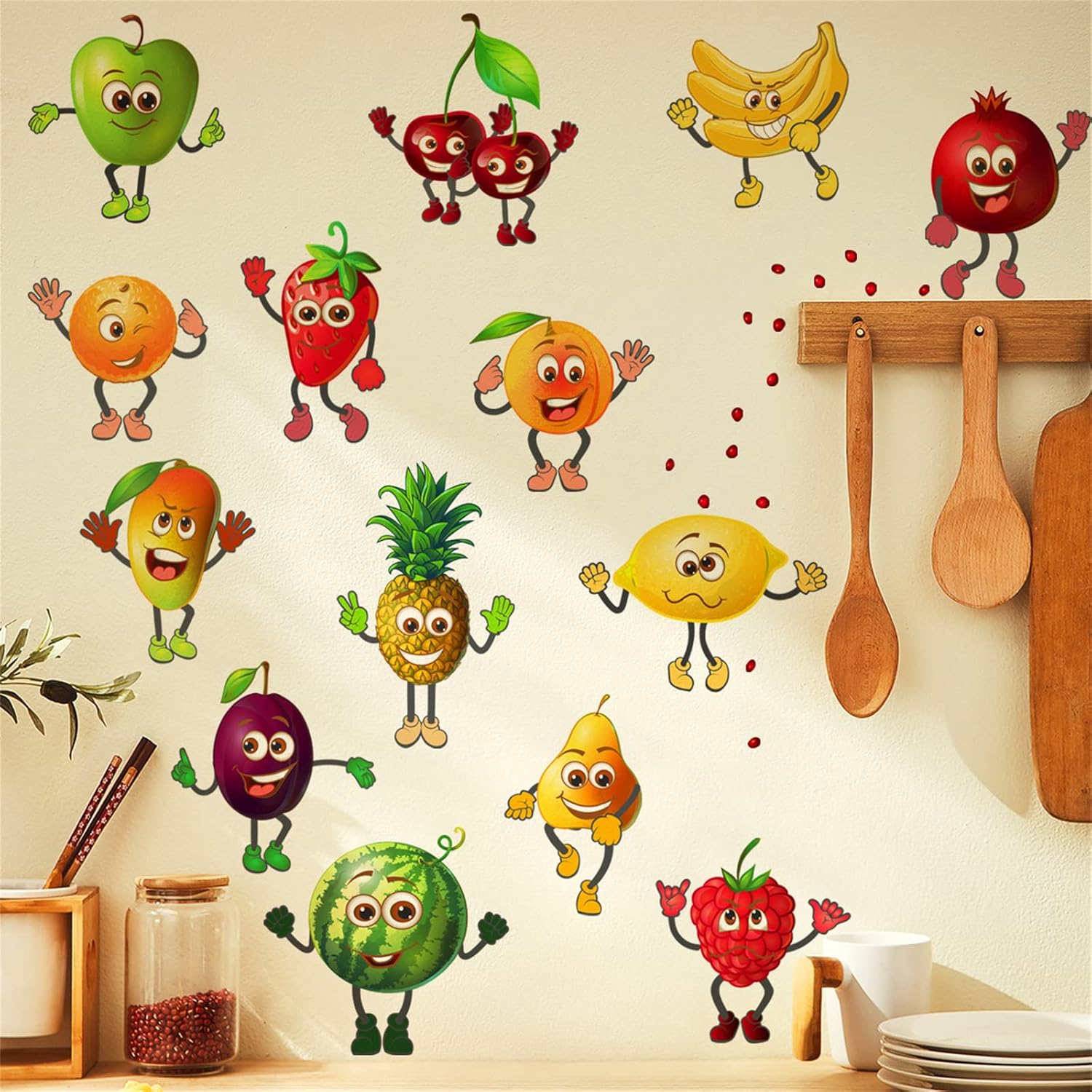 Amazon.com: ACEZIYAN Fruit Wall Stickers Cartoon Green Fruits ...