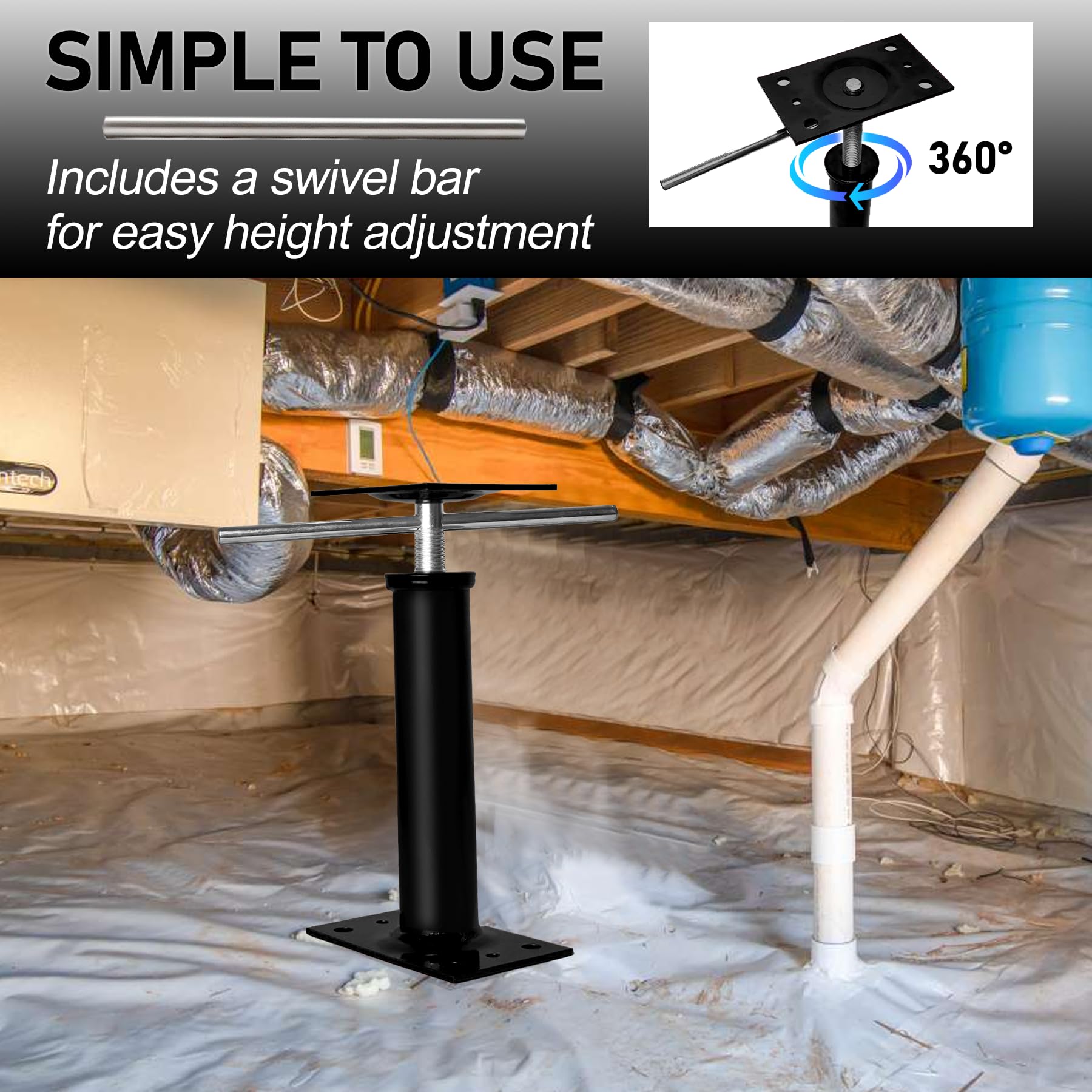 10,000 Lb Capacity Support Jack 2-Pack Adjustable House Jack Posts – 11 ...