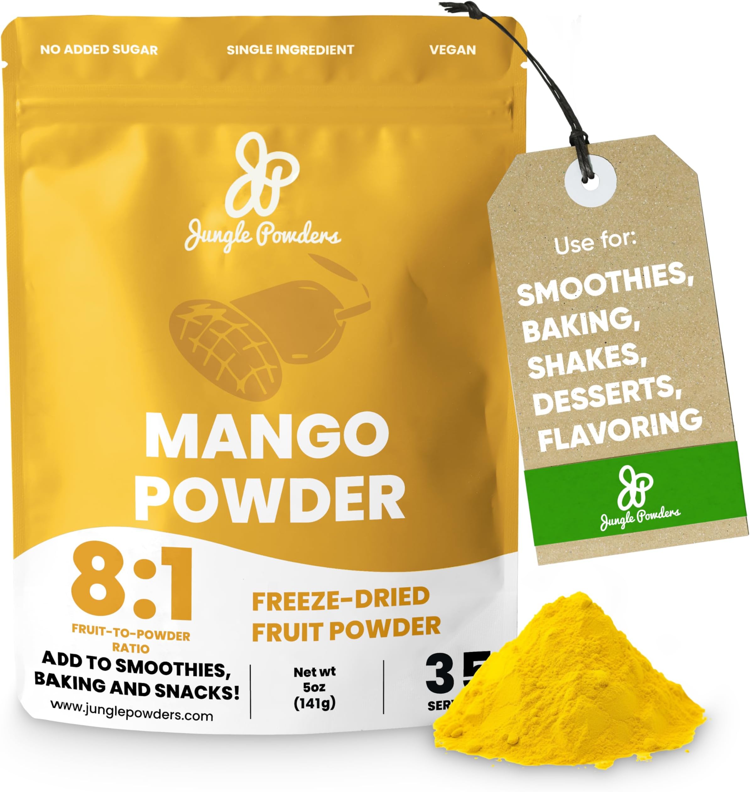 Amazon.com: Jungle Powders Freeze Dried Mango Powder 5 Ounce Bag, Mango ...