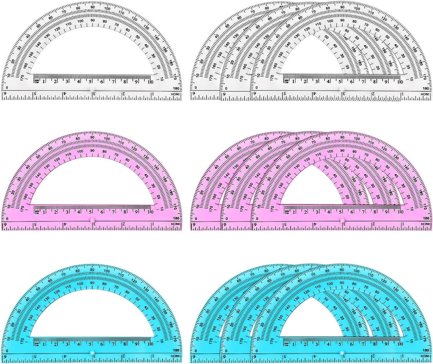 Amazon.com : 5 Pack Plastic Protractor 6 Inch Math Protractor 180 ...