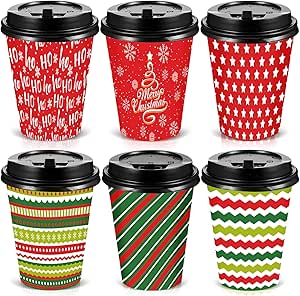Amazon.com: Umigy 60 Pack Christmas Paper Coffee Cups 16 oz Xmas Paper ...