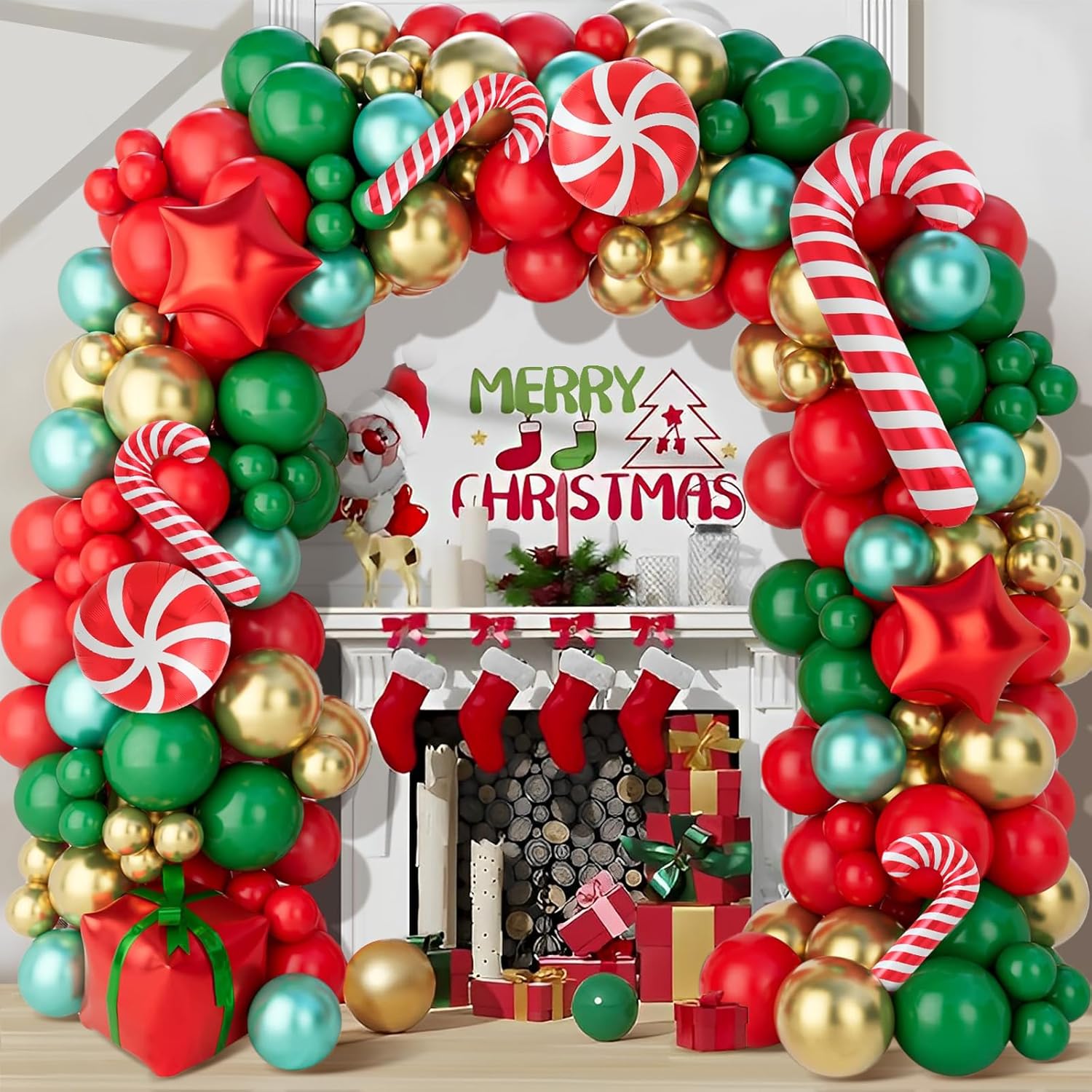 Amazon.com: Christmas Balloon Arch Kit, 150Pcs Red Green Gold Balloon ...
