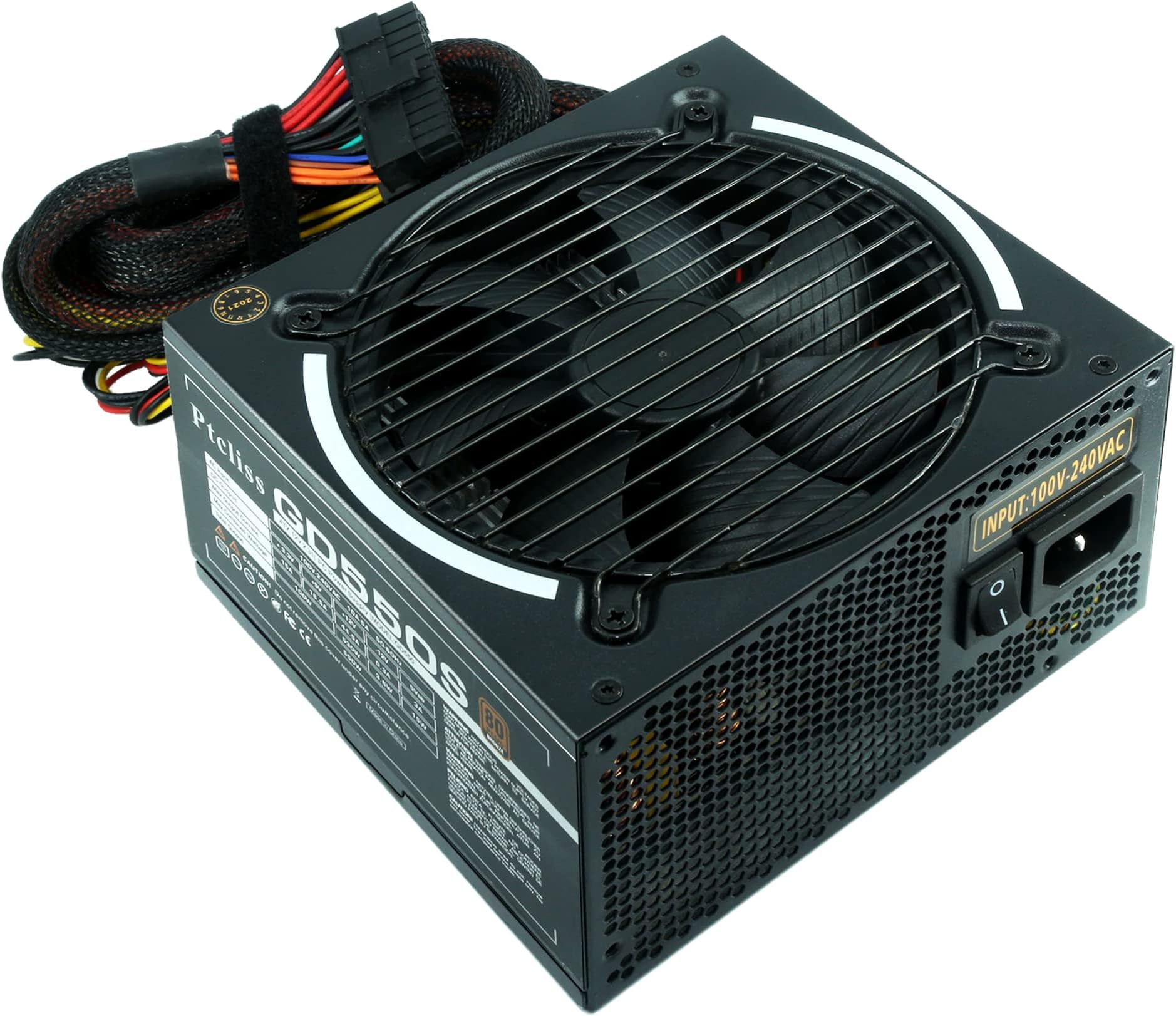 Amazon.com: Ptcliss 550W GD550S ATX Gaming PC Power Supply 80+ Bronze ...