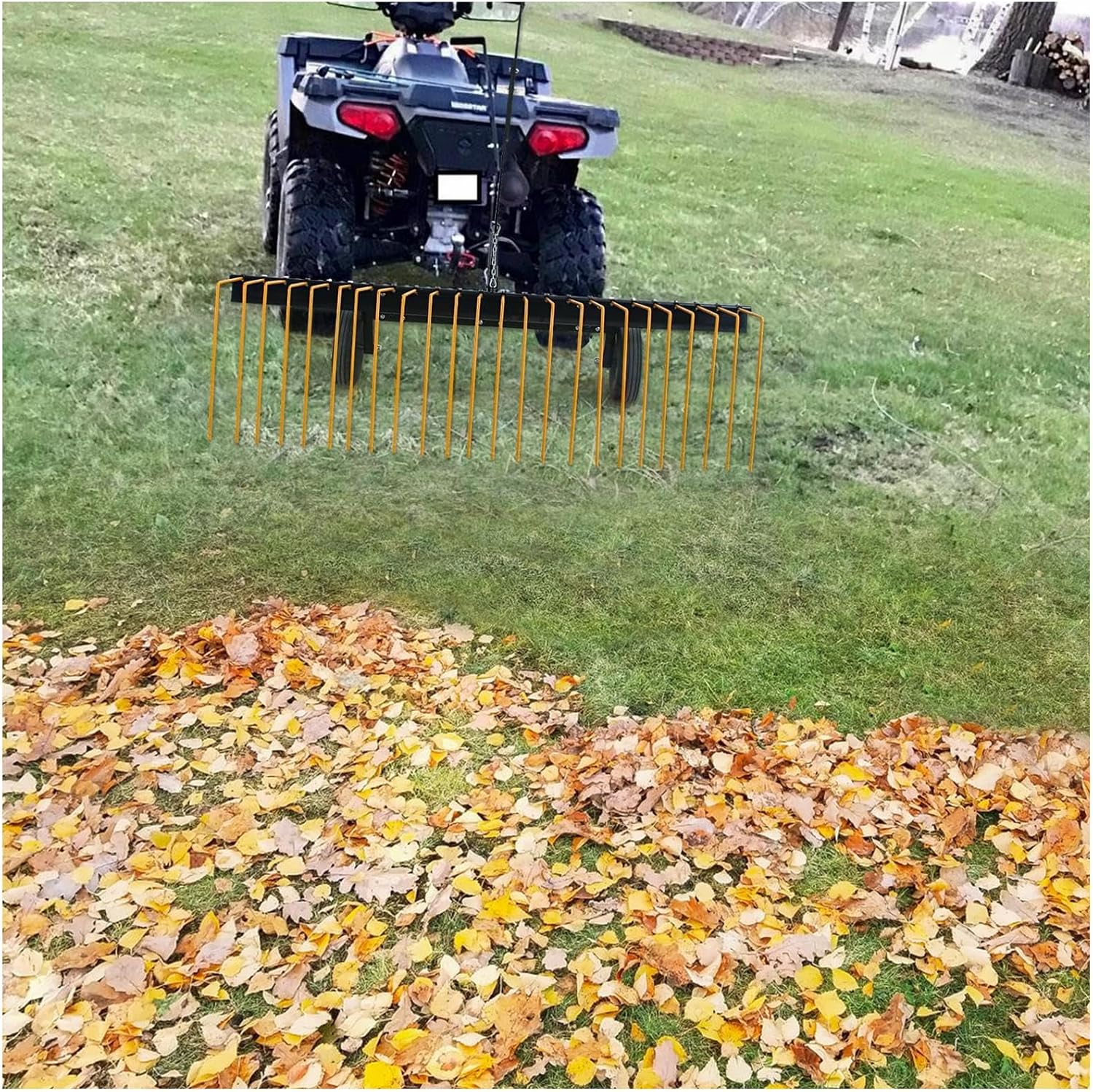 Amazon.com: 60 Inch ATV Tow Behind Steel Pine Straw Rake for Tractor ...